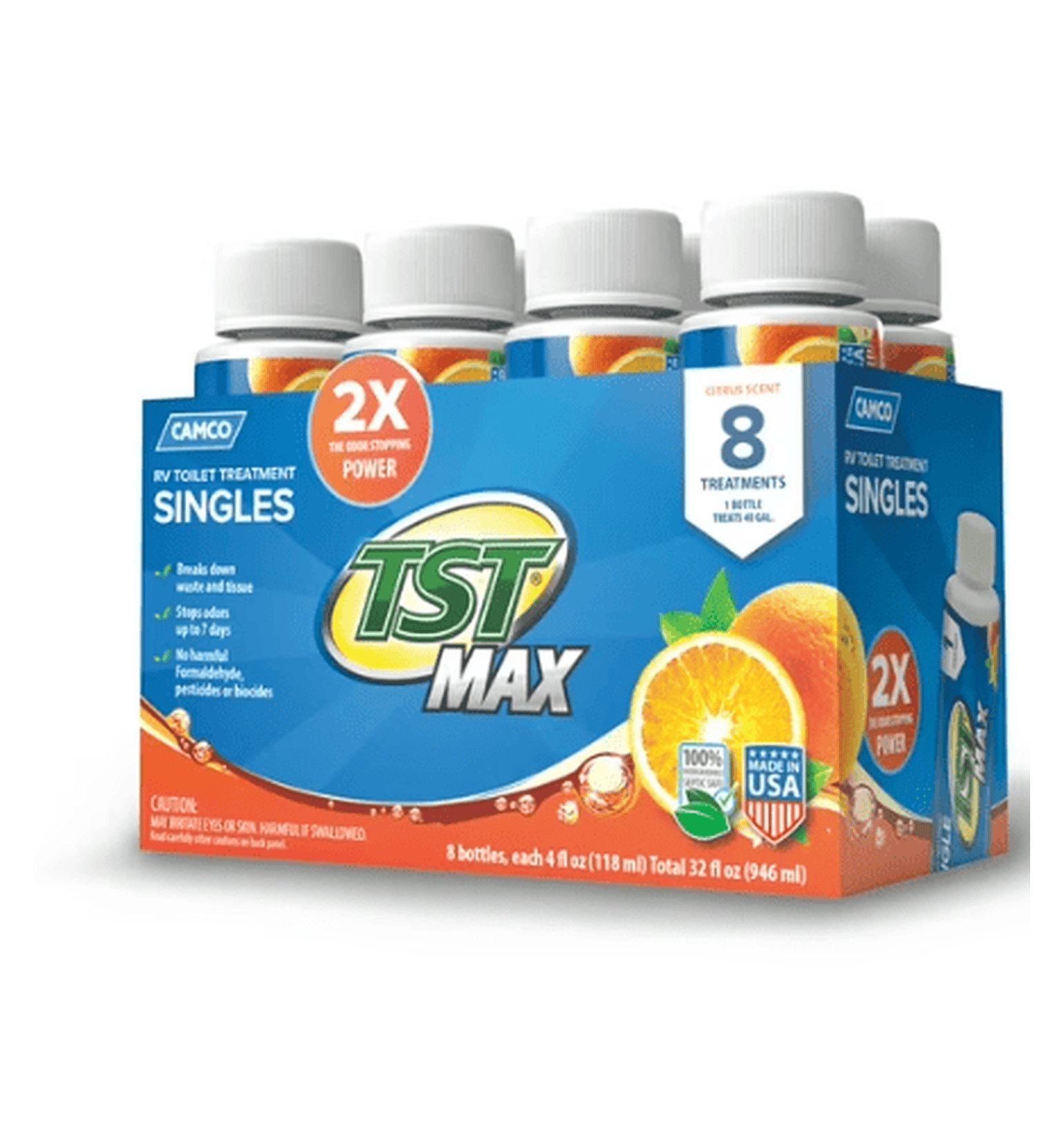 Camco TST MAX RV Toilet Treatment Singles - Septic Safe - Orange, 8 ...