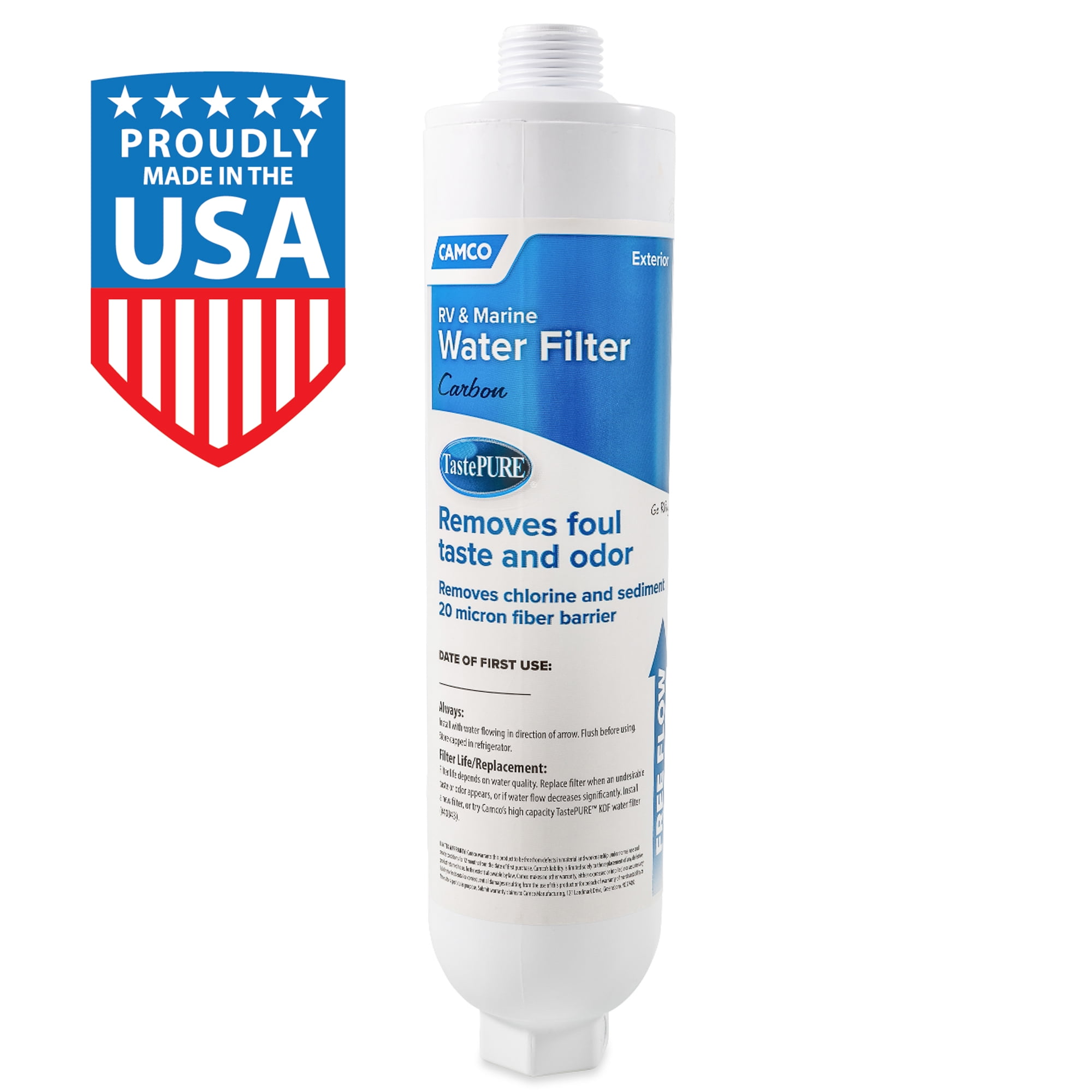 Camco Tastepure RV Water Filter - 20-Micron Filtration - White (40645 ...