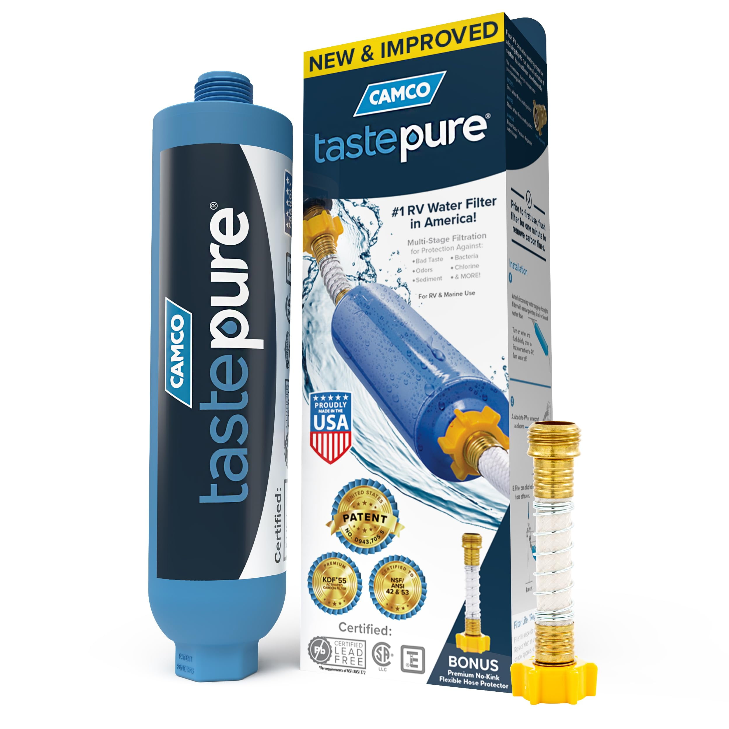 Camco Tastepure RV Water Filter - New & Advanced RV Inline Water Filter ...