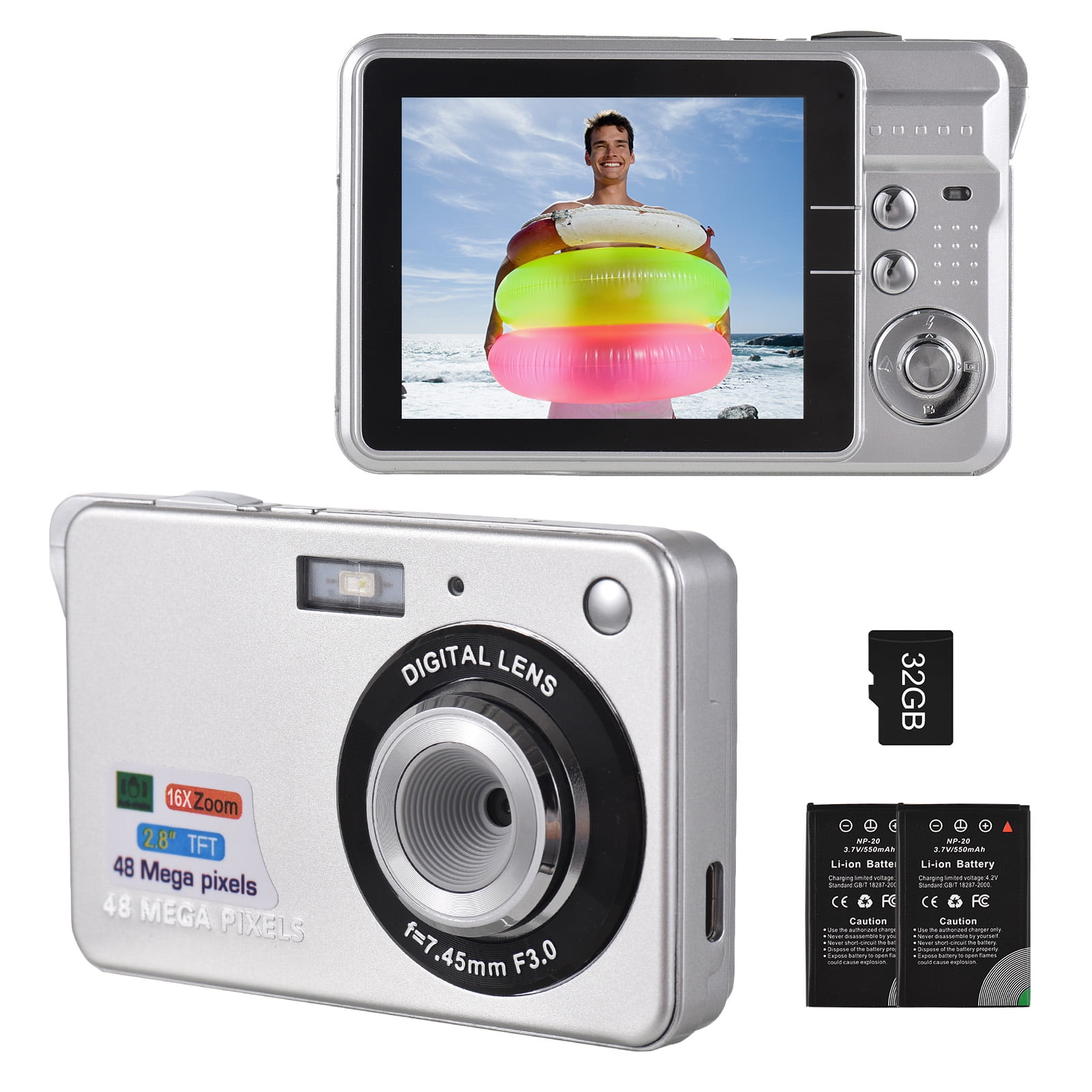 Camcorder,-shake Smile Capture Batteries And Kids Inch Tft Screen 48mp ...
