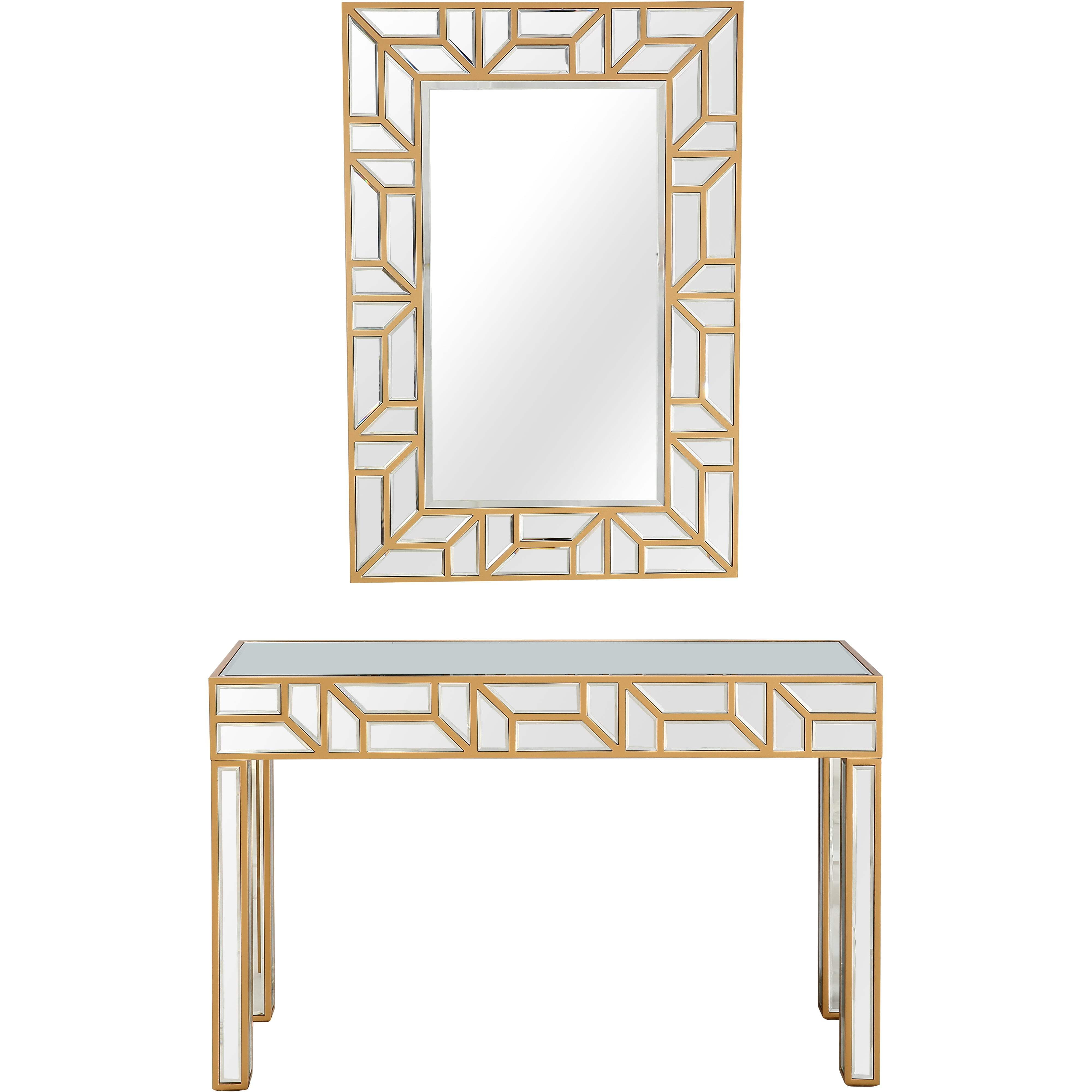 Camden Isle Cassandra Console Table & Wall Mirror, Gold, Modern ...