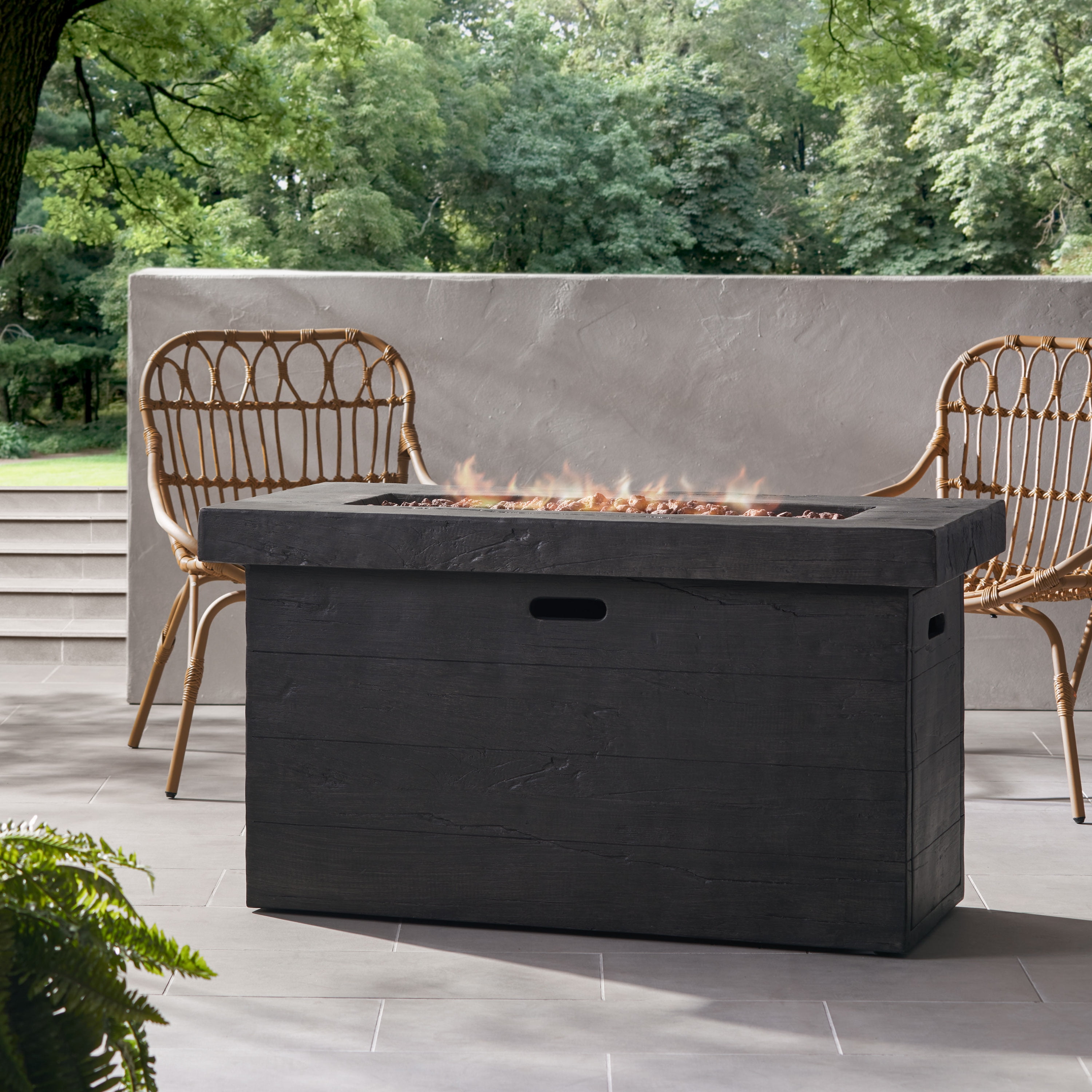 Camden Outdoor Rectangular Fire Pit - 50,000 BTU, Grey - Walmart.com