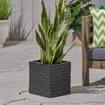 Camden Outdoor Riveted Light weight Concrete Square Garden Urn Planter ...