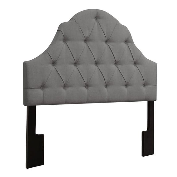Camel Back Button Tufted King Upholstered Headboard in Gray Fabric ...