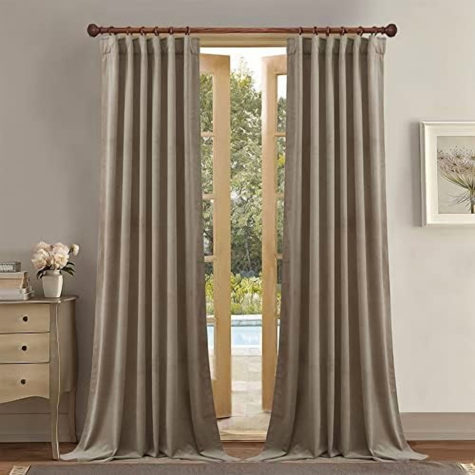 Camel Beige Curtains for Living Room 94 inches Long, Back Tab Heavy ...