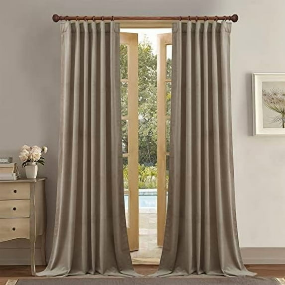 Camel Beige Curtains for Living Room 94 inches Long, Back Tab Heavy ...