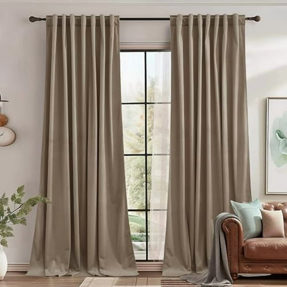 Camel Beige Velvet Curtains for Living Room Sliding Door Super Soft ...