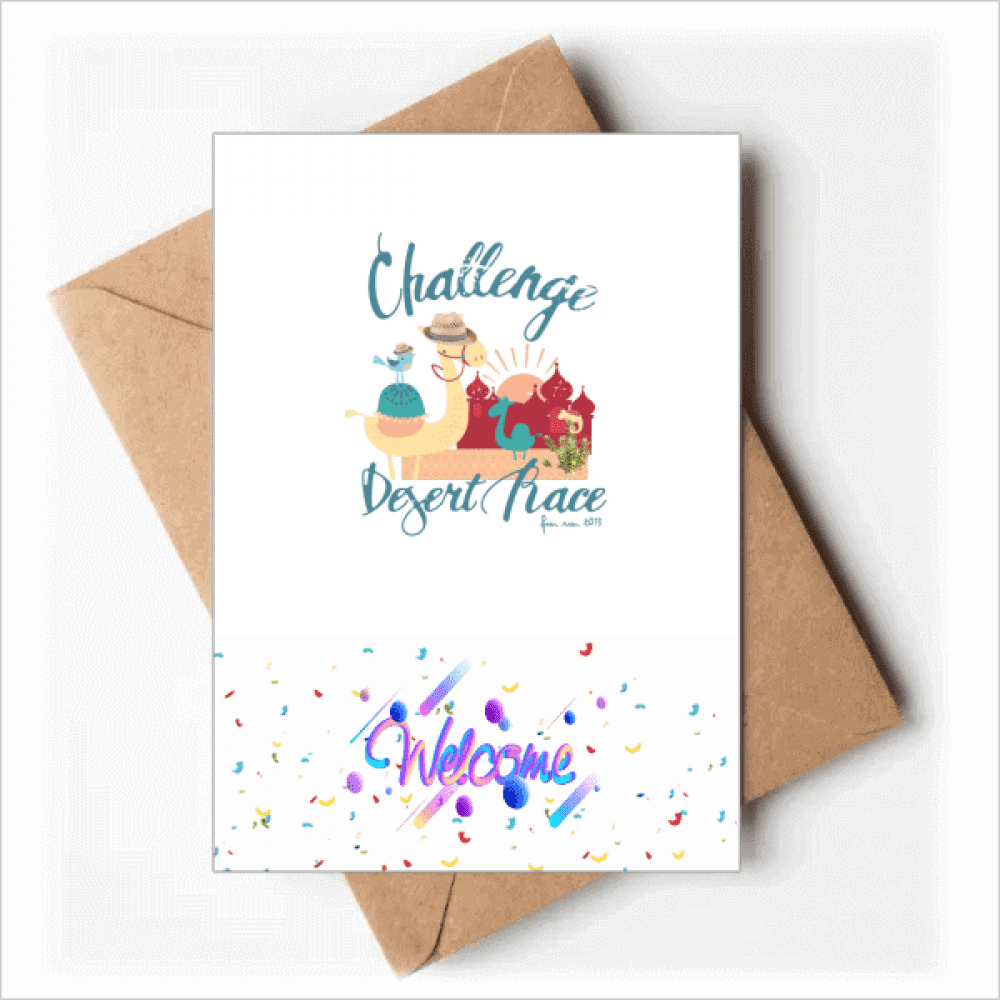 Camel Bird Castle Red Blue Square Welcome Back Greeting Cards Envelopes ...
