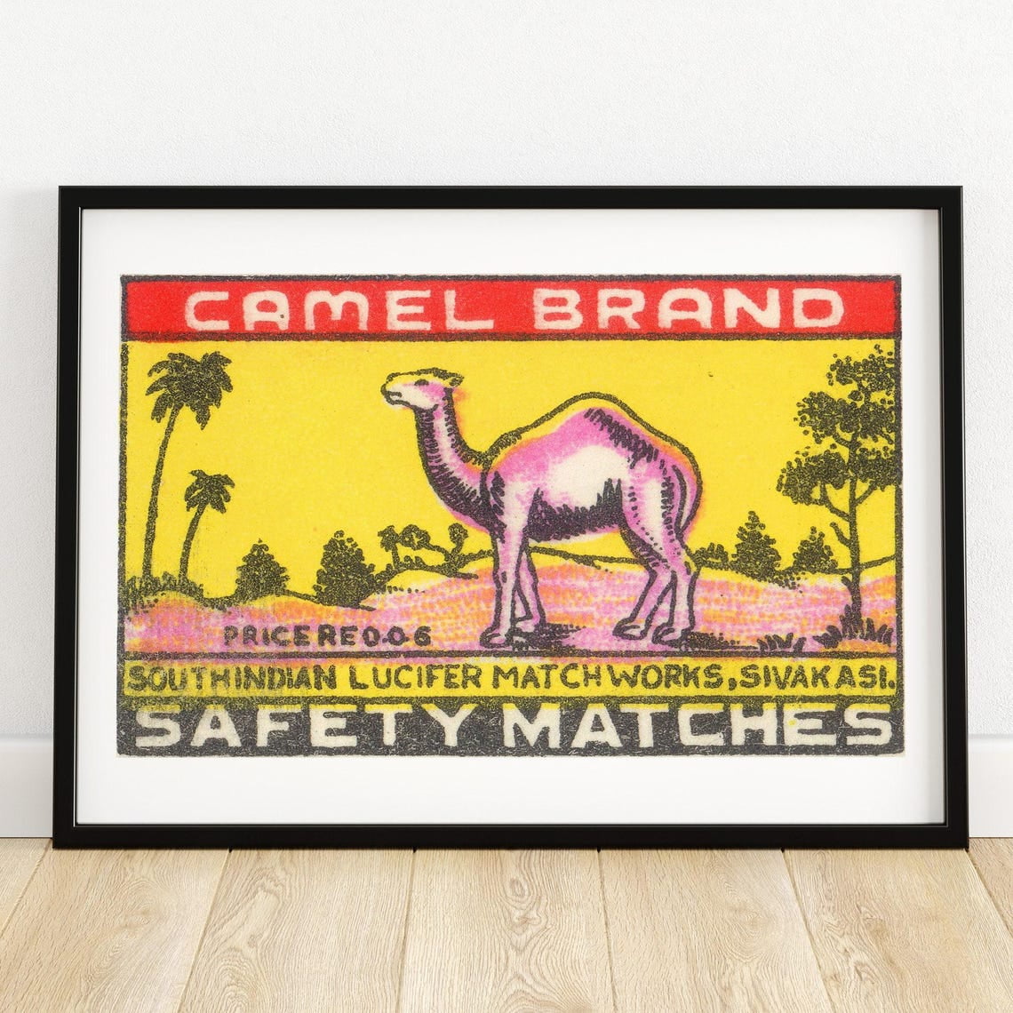 Camel Brand Matchbox Art Print South Indian Collectible Decor Vintage ...
