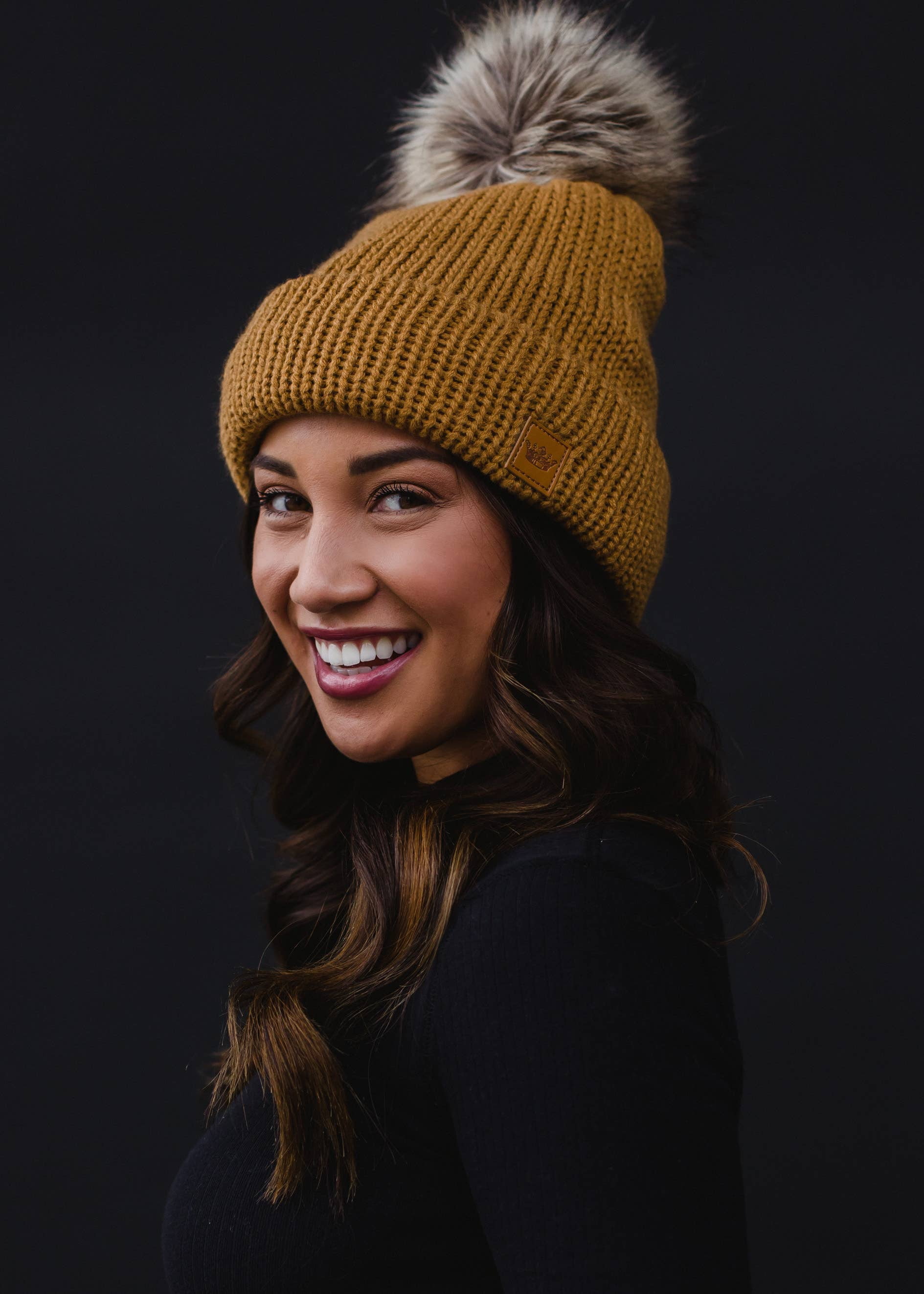 Camel Cable Knit Pom Hat - Walmart.com
