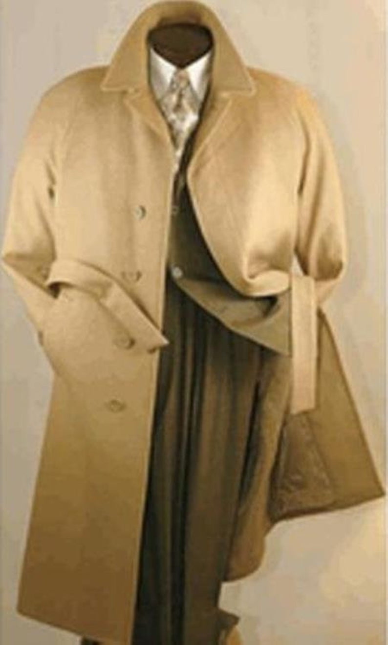 Camel Color Mens Full Length Wool Overcoat Belted Wool Overcoat ...