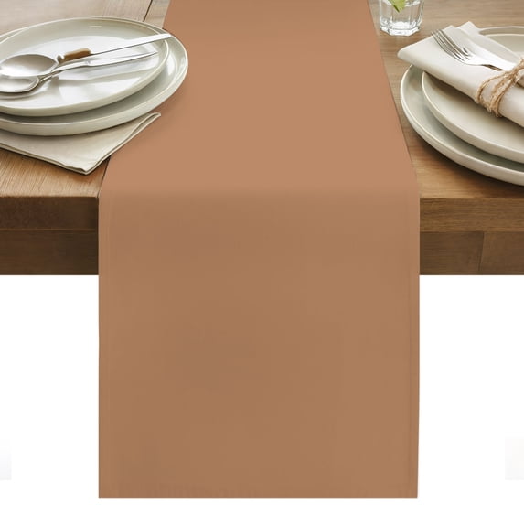 Camel Cotton Linen Table Runner Light Brown Solid Background Autumnal ...
