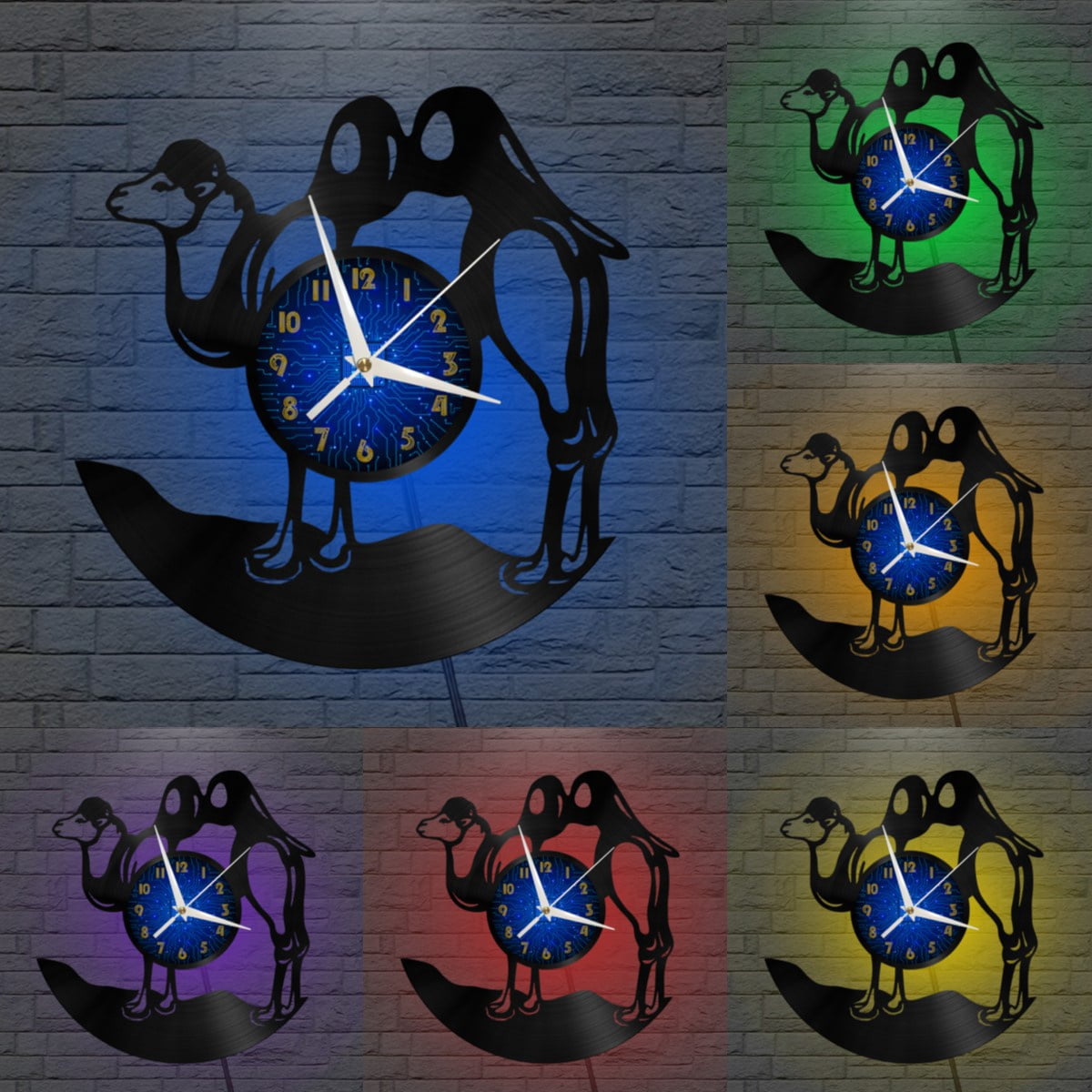 Camel Decoration Vinyl Wall Clock, Vinyl Record Clock Wall Art Silent ...