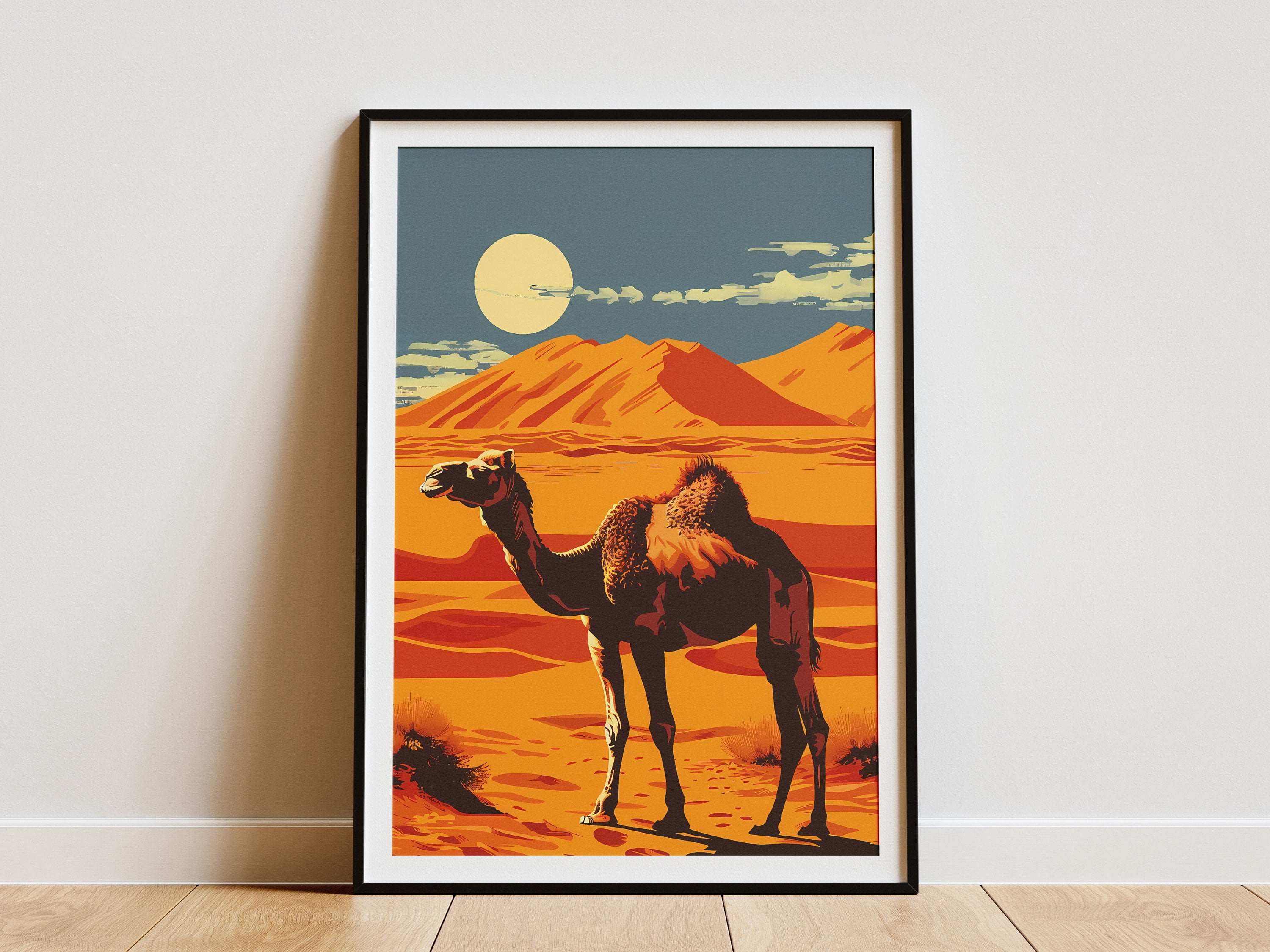 Camel Desert Poster Mid Century Modern Desert Art Animal Print Wall Art ...