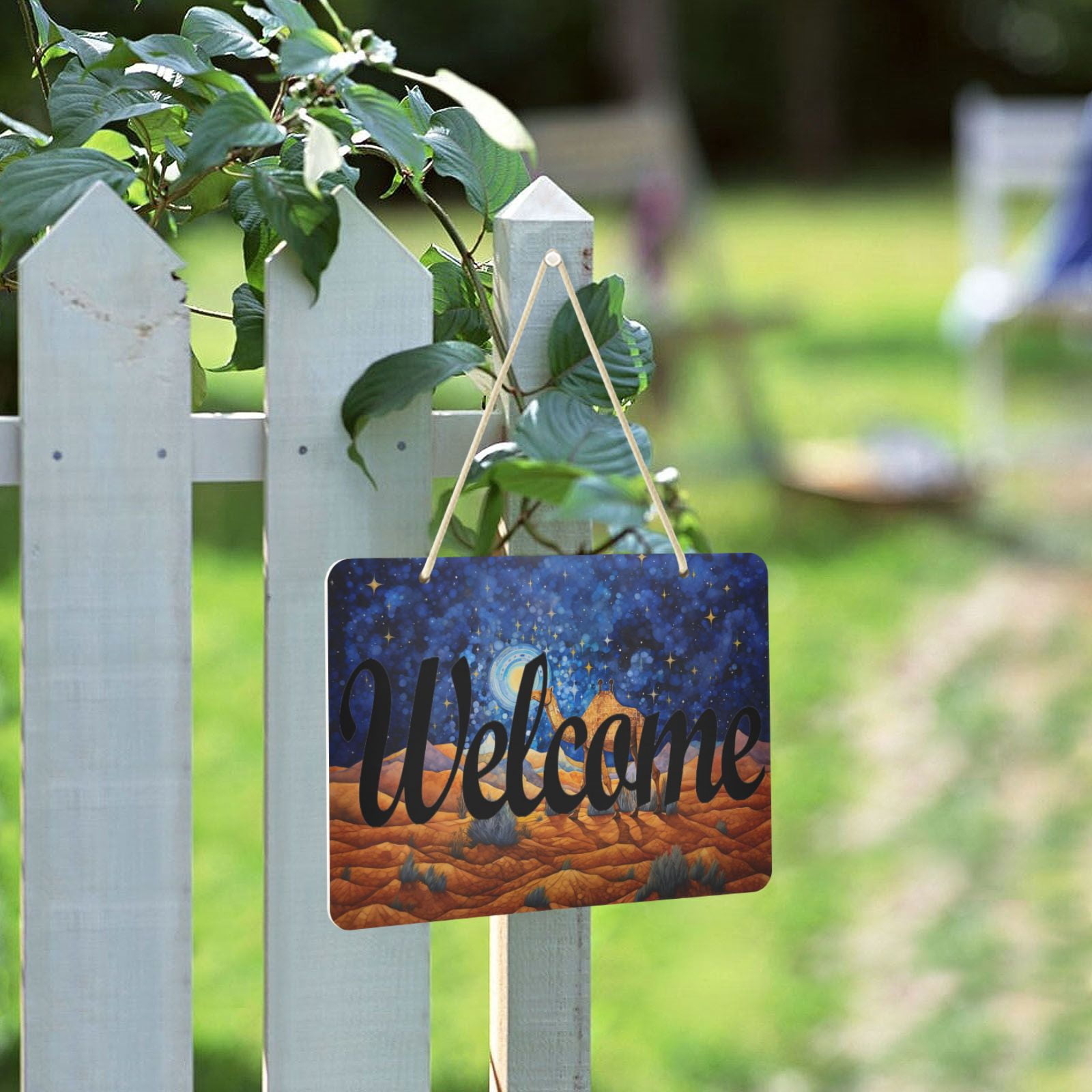 Camel Desert Starry Sky Welcome Sign for Front Door Porch Wreath Door ...