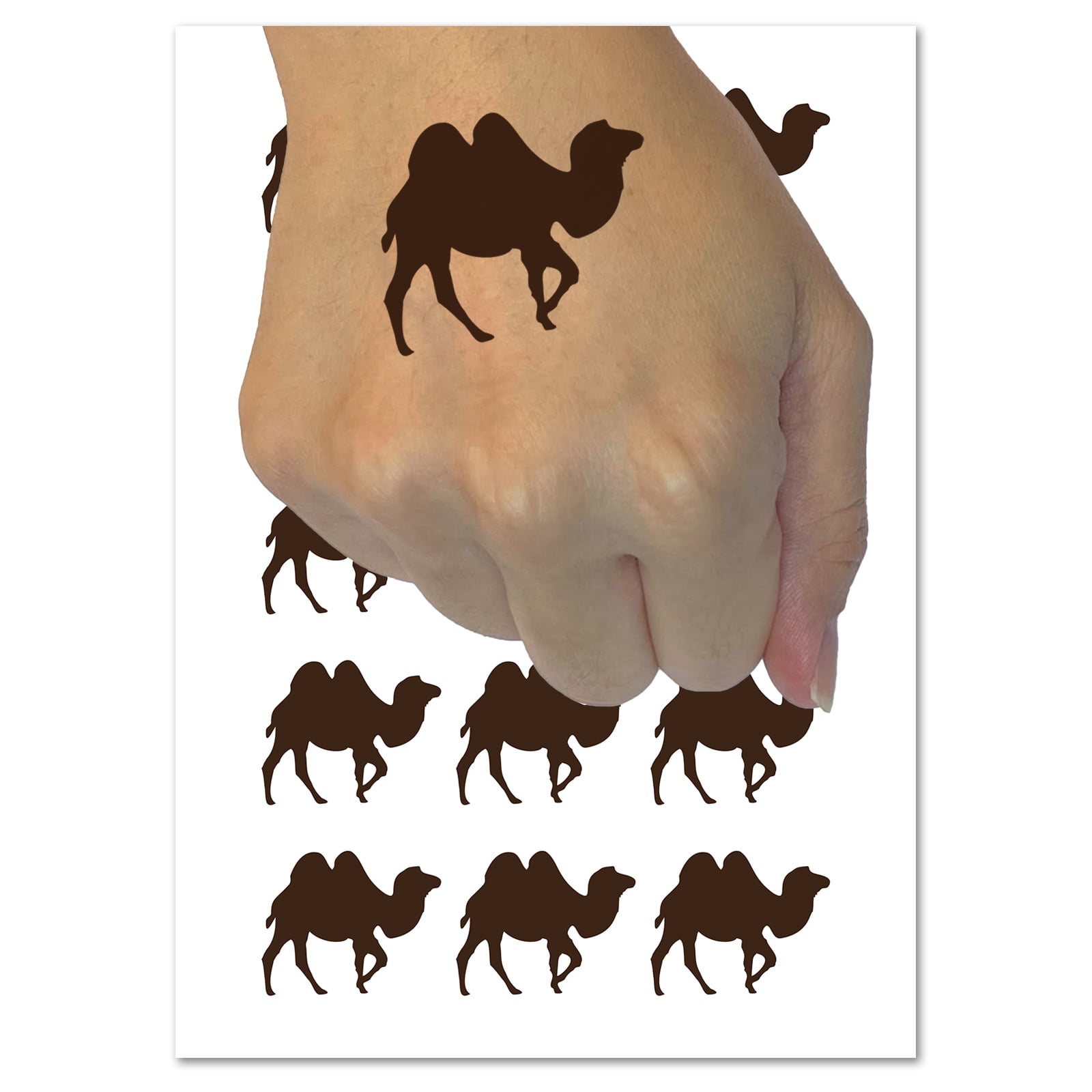 Camel Dromedary Silhouette Water Resistant Temporary Tattoo Set Fake ...