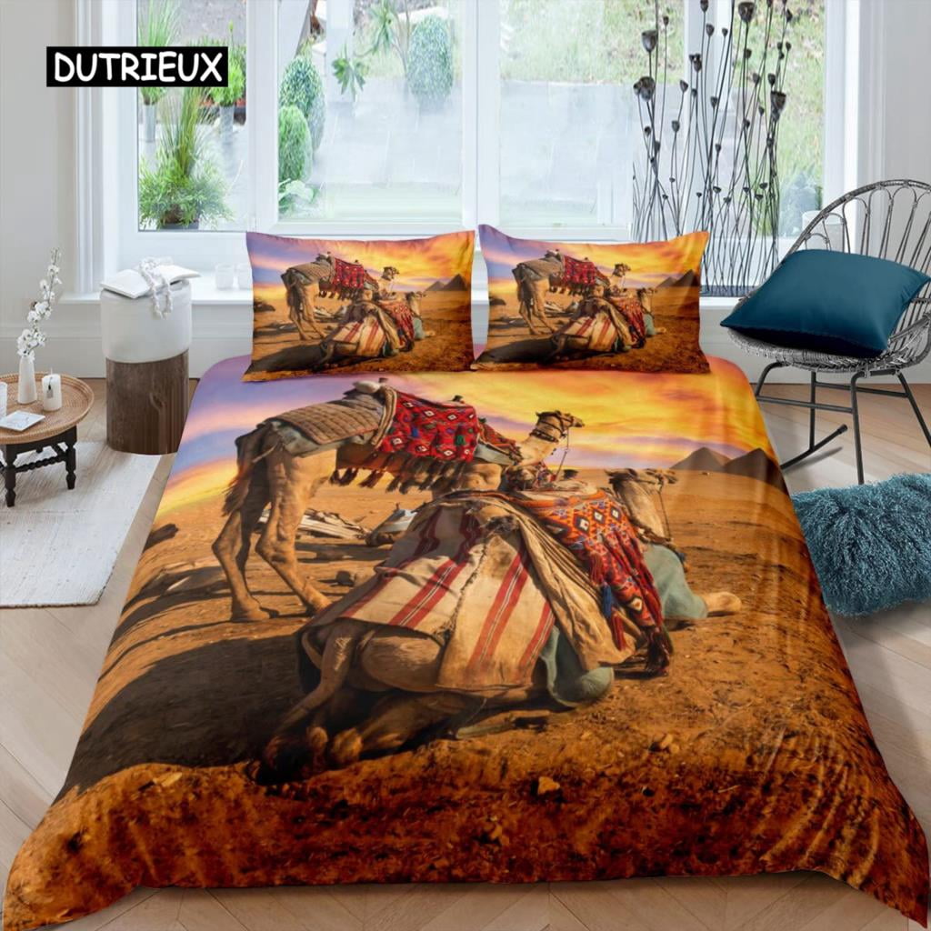 Camel Duvet Cover Set Sunset Desert Adventure Tehme Quilt Cover King ...
