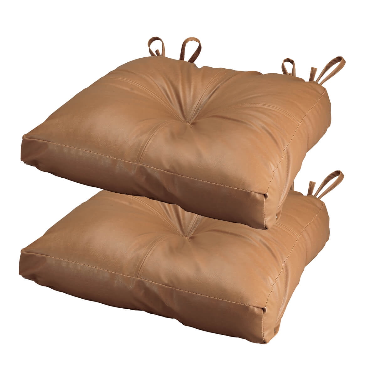 Camel Faux Leather Chair Pad Set of 2 - Walmart.com