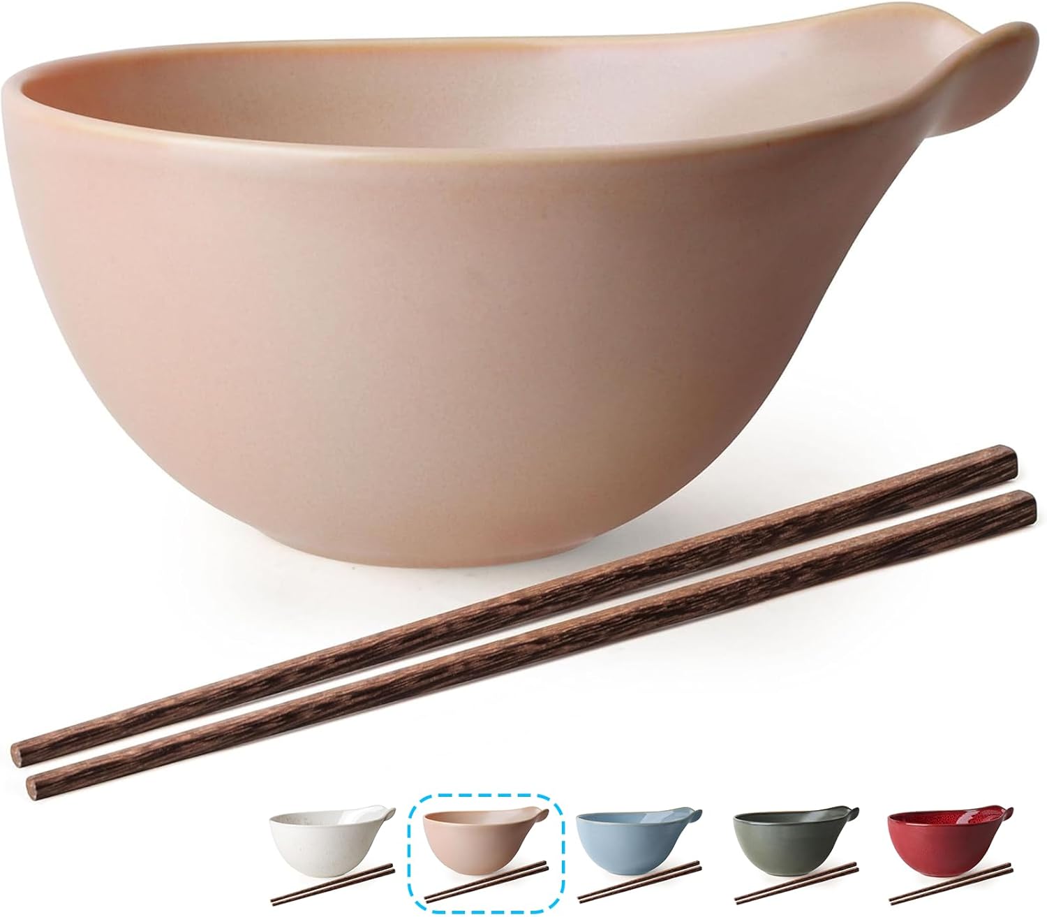 Camel Gourd Design Ramen Bowl with Chopsticks, 42oz Ceramic Noodle Bowl ...