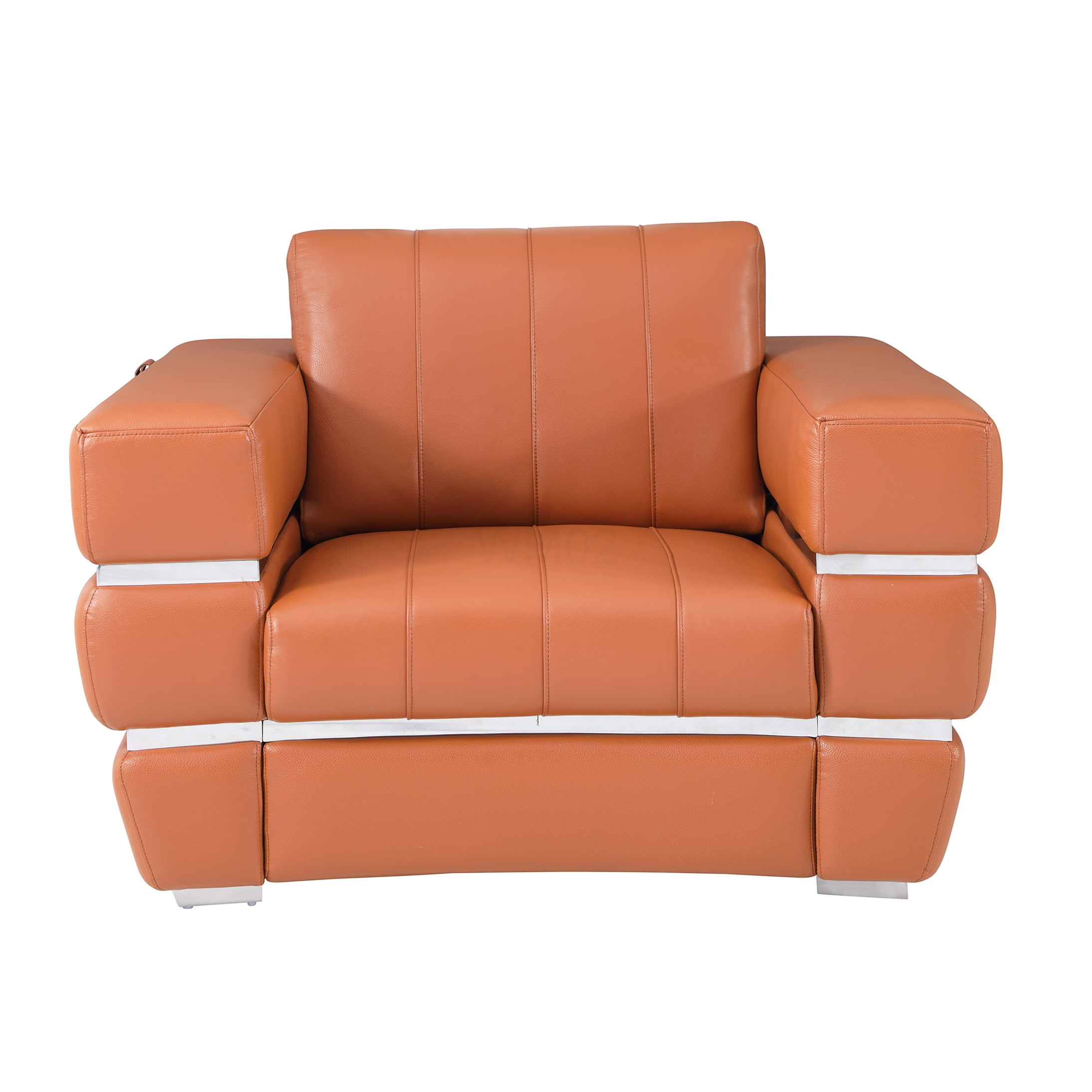 Camel Italian Leather Chair with Chrome Legs, Top Grain Leather ...