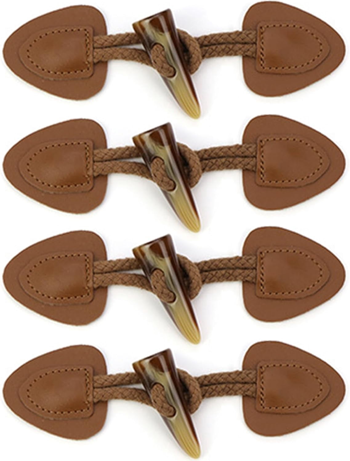Camel Leather Sew-On Toggles Closure with Wood Horn Button for Coat ...