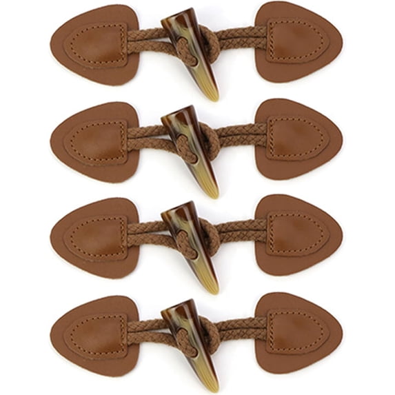 Camel Leather Sew-On Toggles Closure with Wood Horn Button for Coat ...