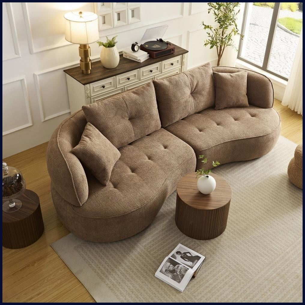 Camel Modern Modular Sofa - Durable Fabric, Solid Wood Frame, 4-Seat ...