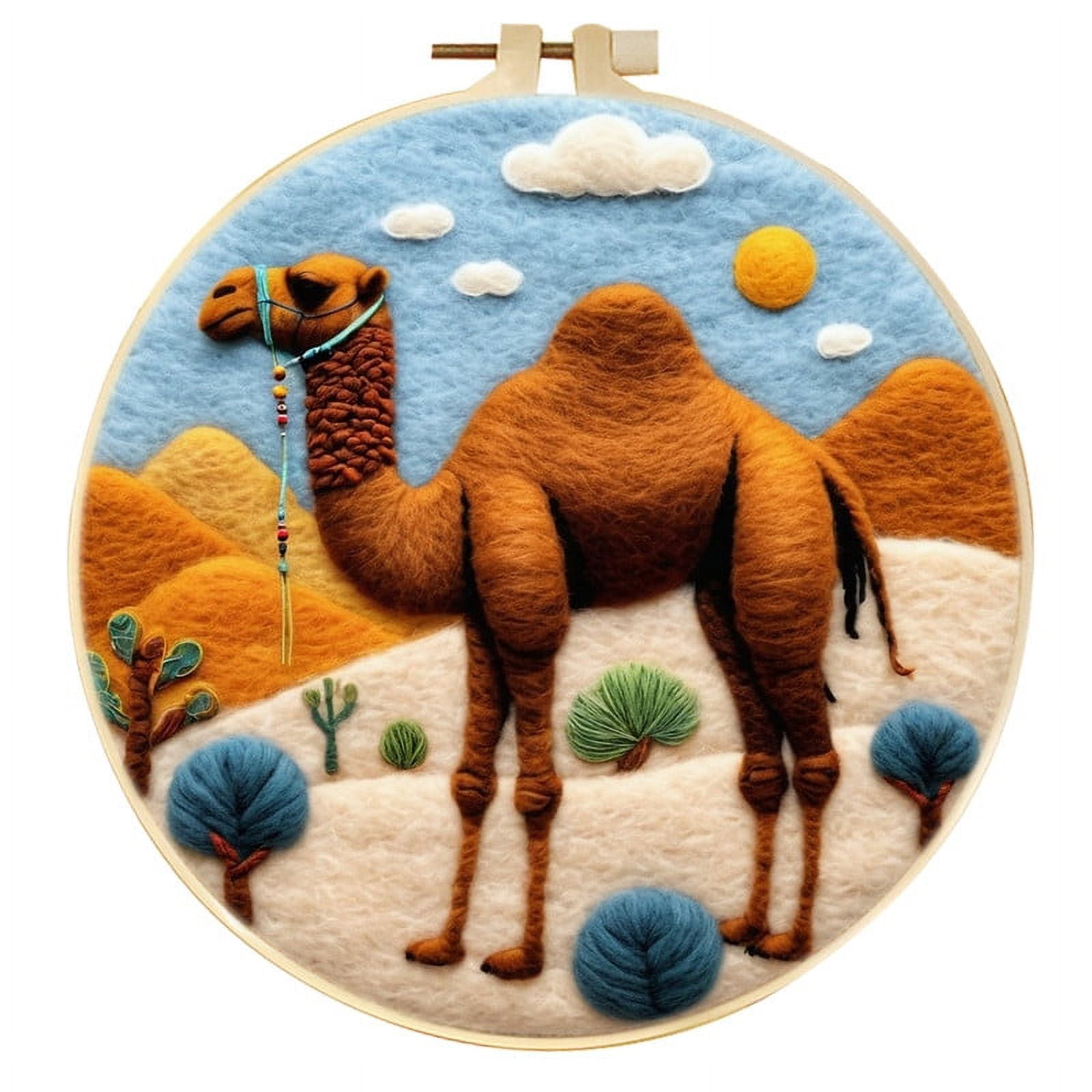 Camel Needle Felting Kit, Beginner Felt Painting Kit with Decorative ...