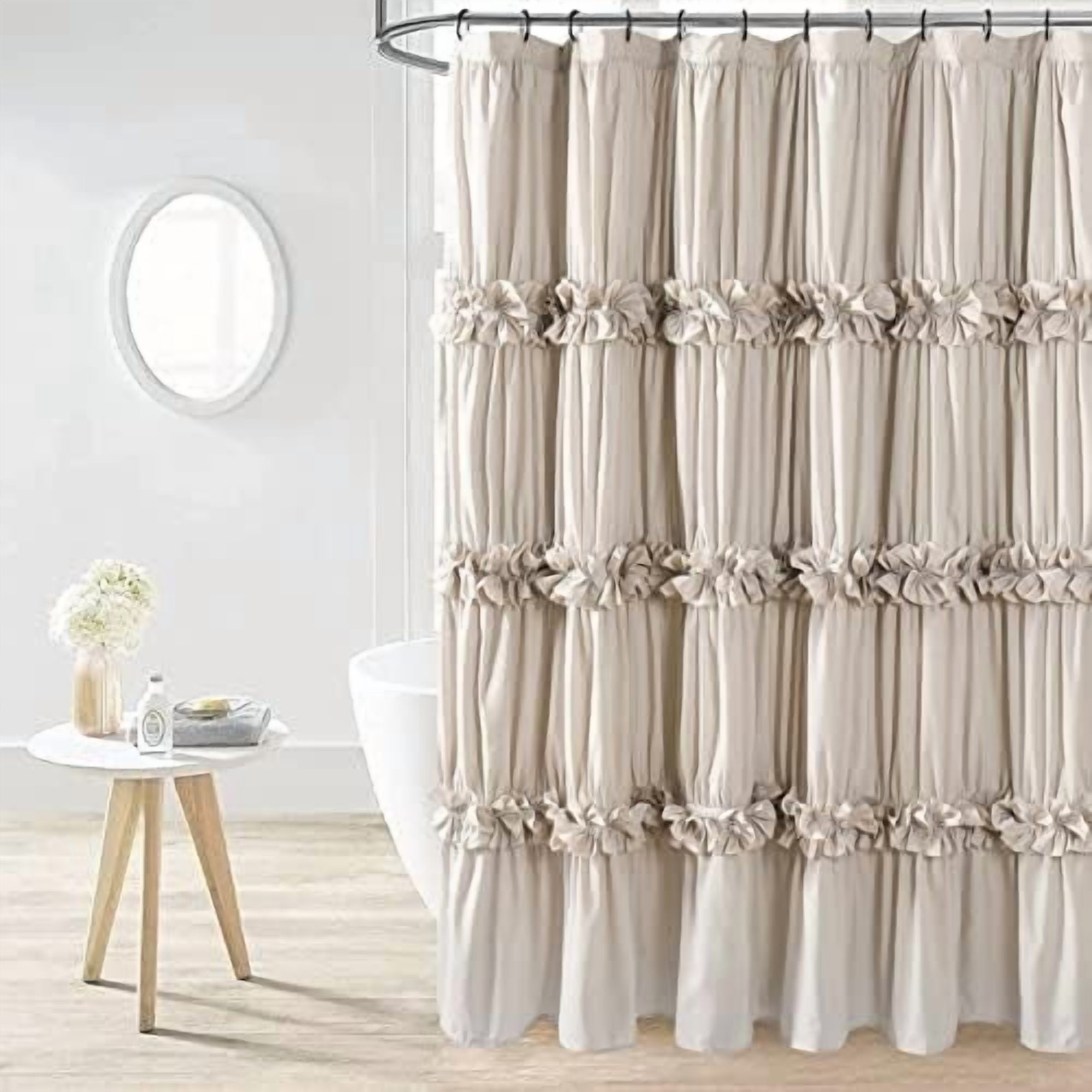 Camel Ruffle Shower Curtain, Vintage Handcrafted Bow Tie Bath Curtain ...