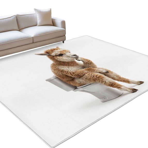 Camel Sitting on The Toilet Thinking 5x7ft Non Slip Area Rug Abstract ...