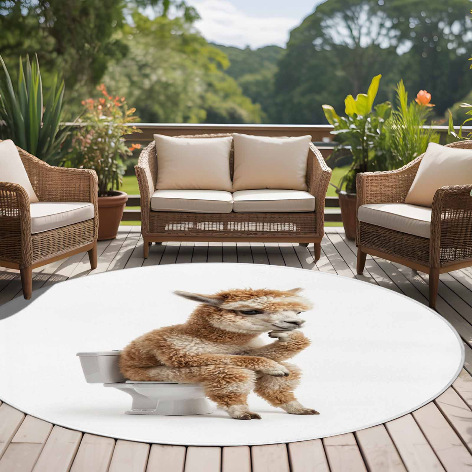 Camel Sitting on The Toilet Thinking 6ft Round Rug for Living Room ...