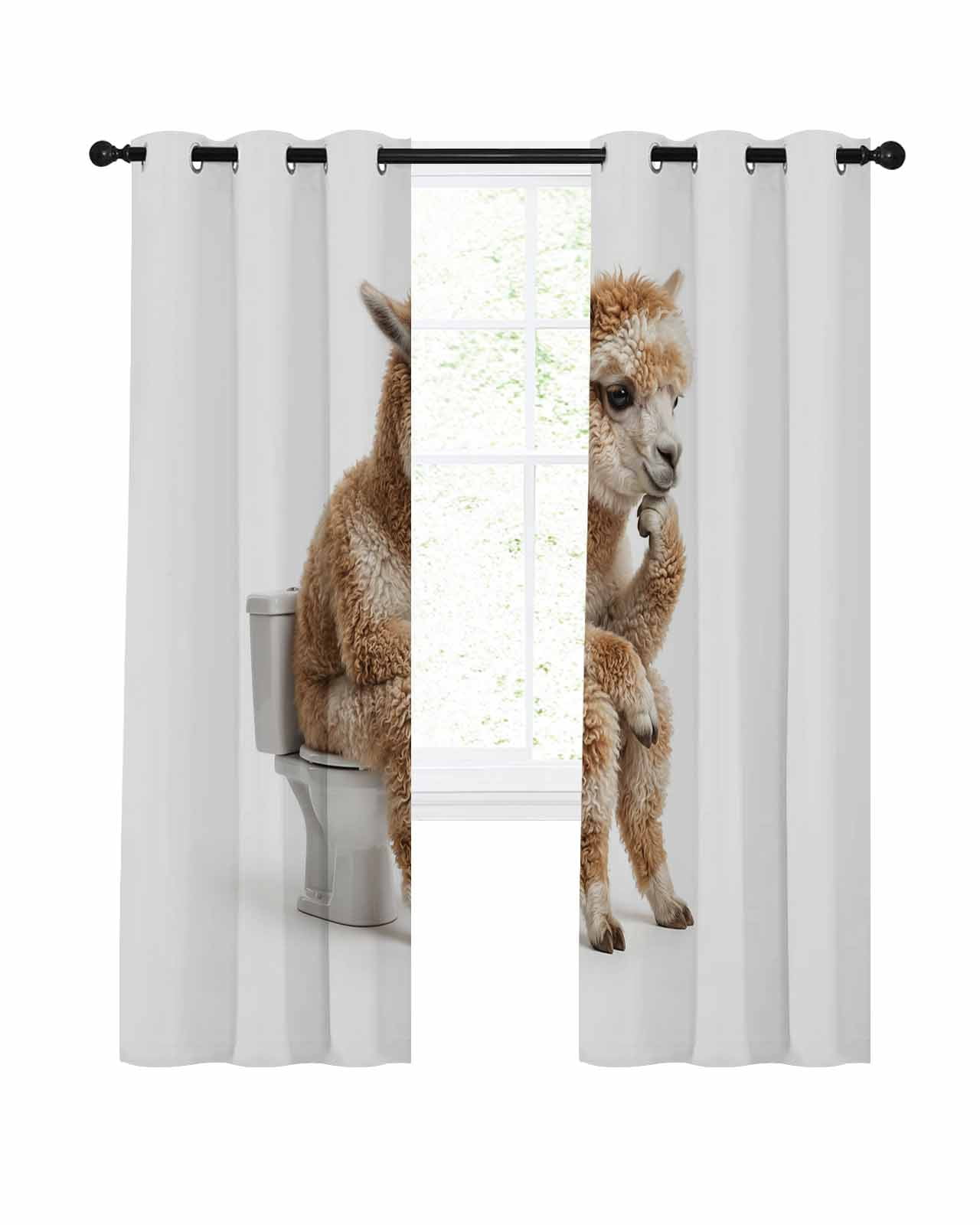 Camel Sitting on The Toilet Thinking Blackout Curtains 84 Inch Length ...