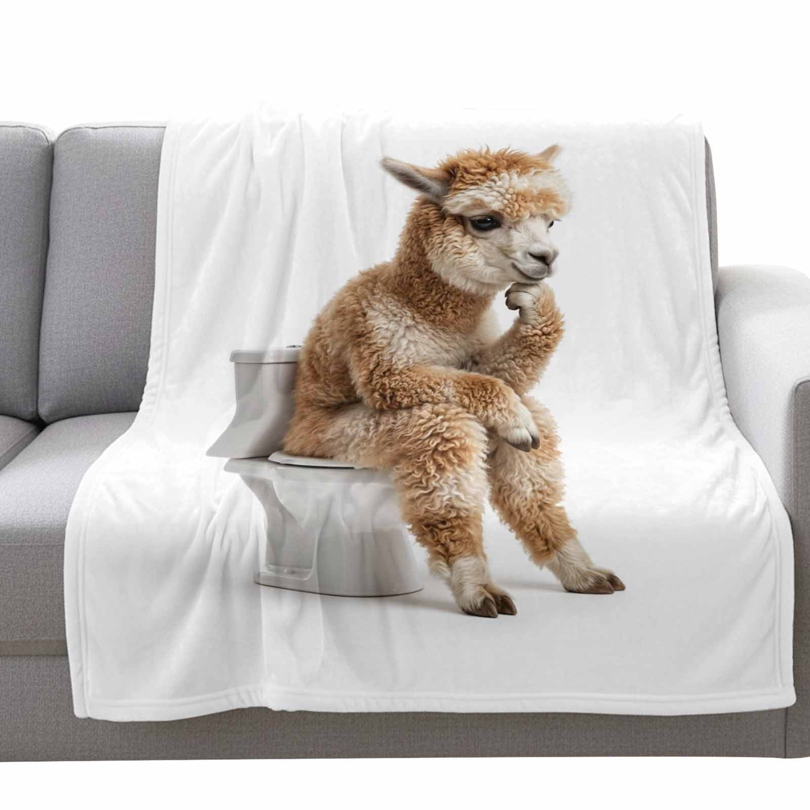 Camel Sitting on The Toilet Thinking Fleece Throw Blanket Lightweight ...