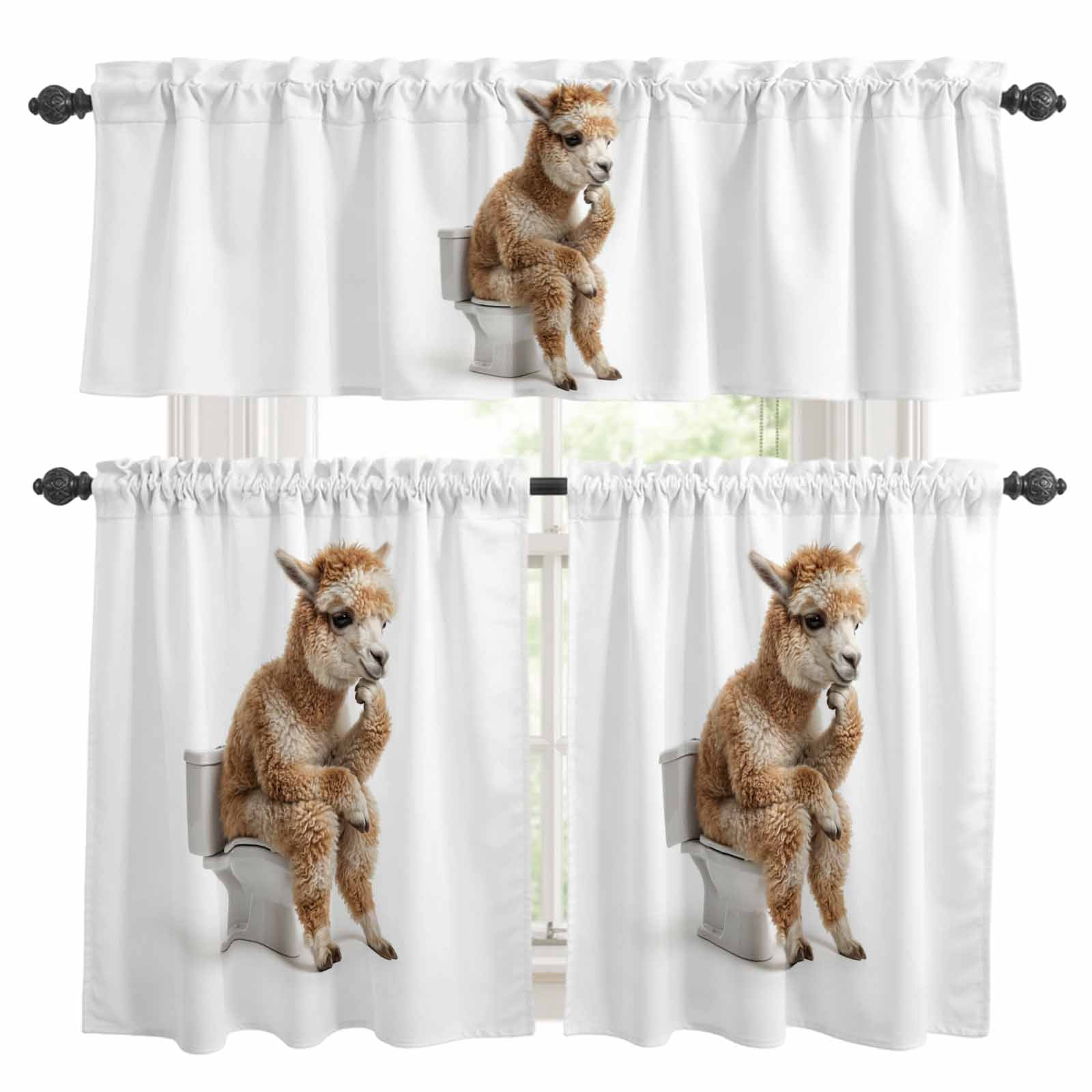 Camel Sitting on The Toilet Thinking Kitchen Curtains Valances and ...