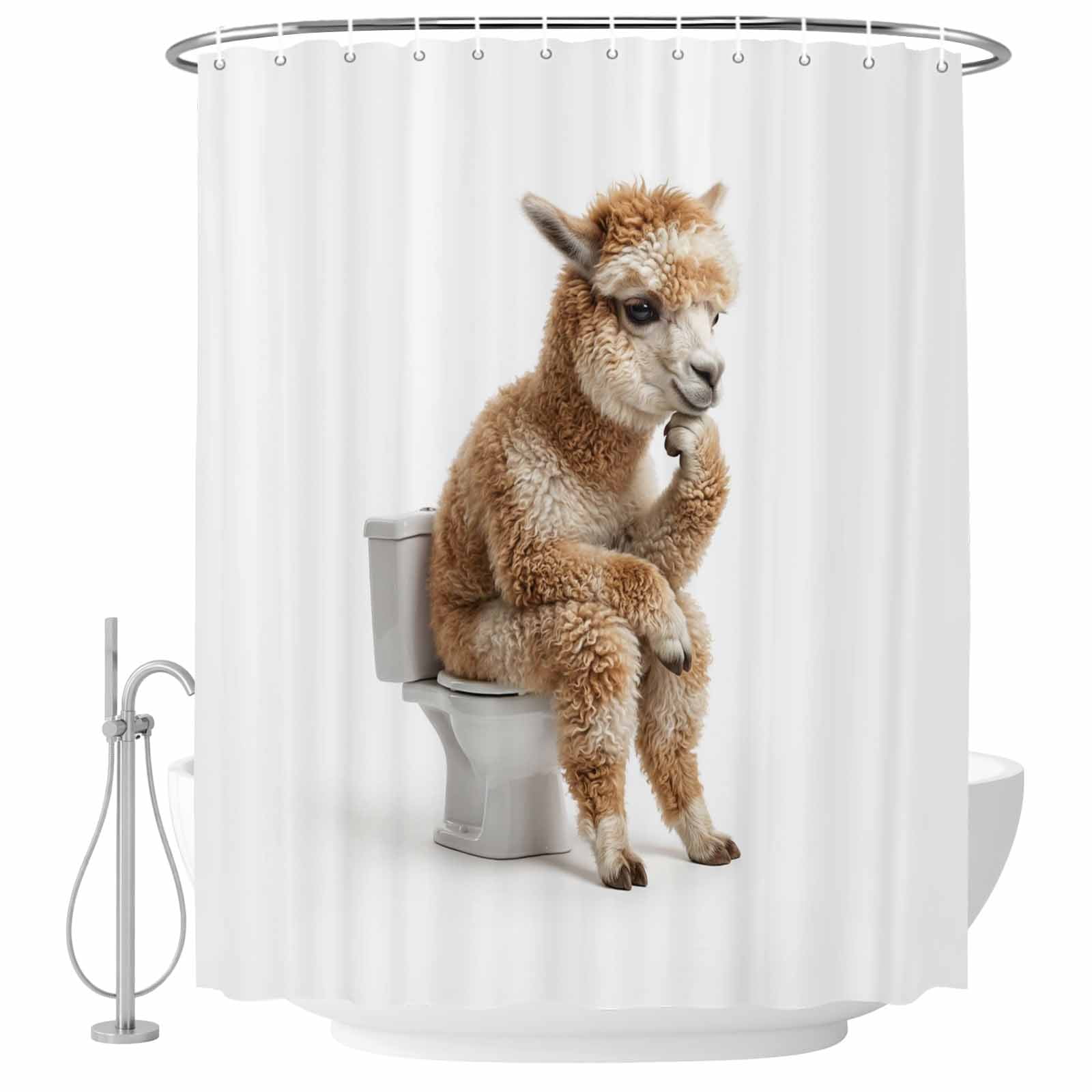 Camel Sitting on The Toilet Thinking Shower Curtain, 72" x 84 ...