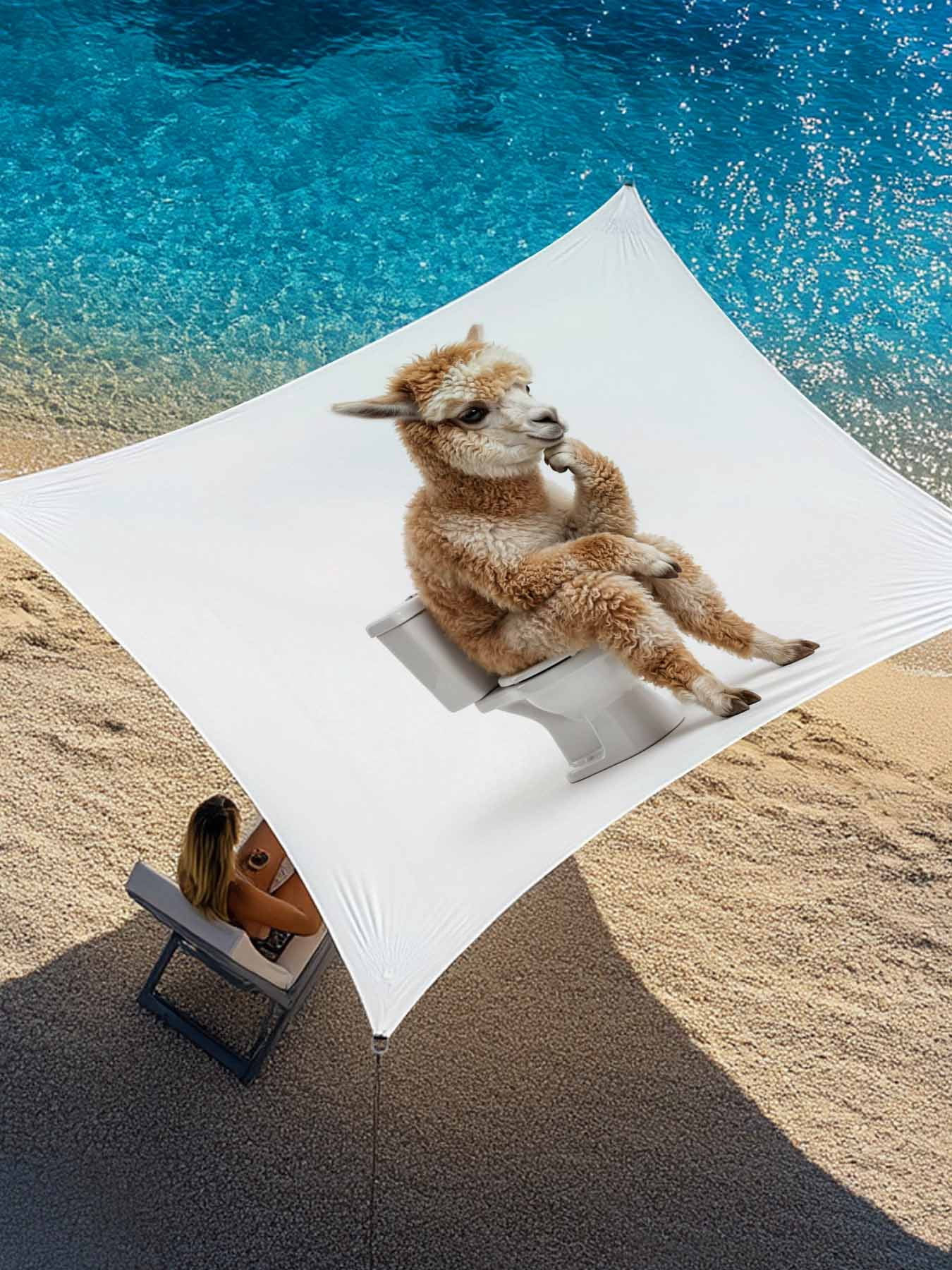Camel Sitting on The Toilet Thinking Sun Shade Sail 12' x 16', Abstract ...