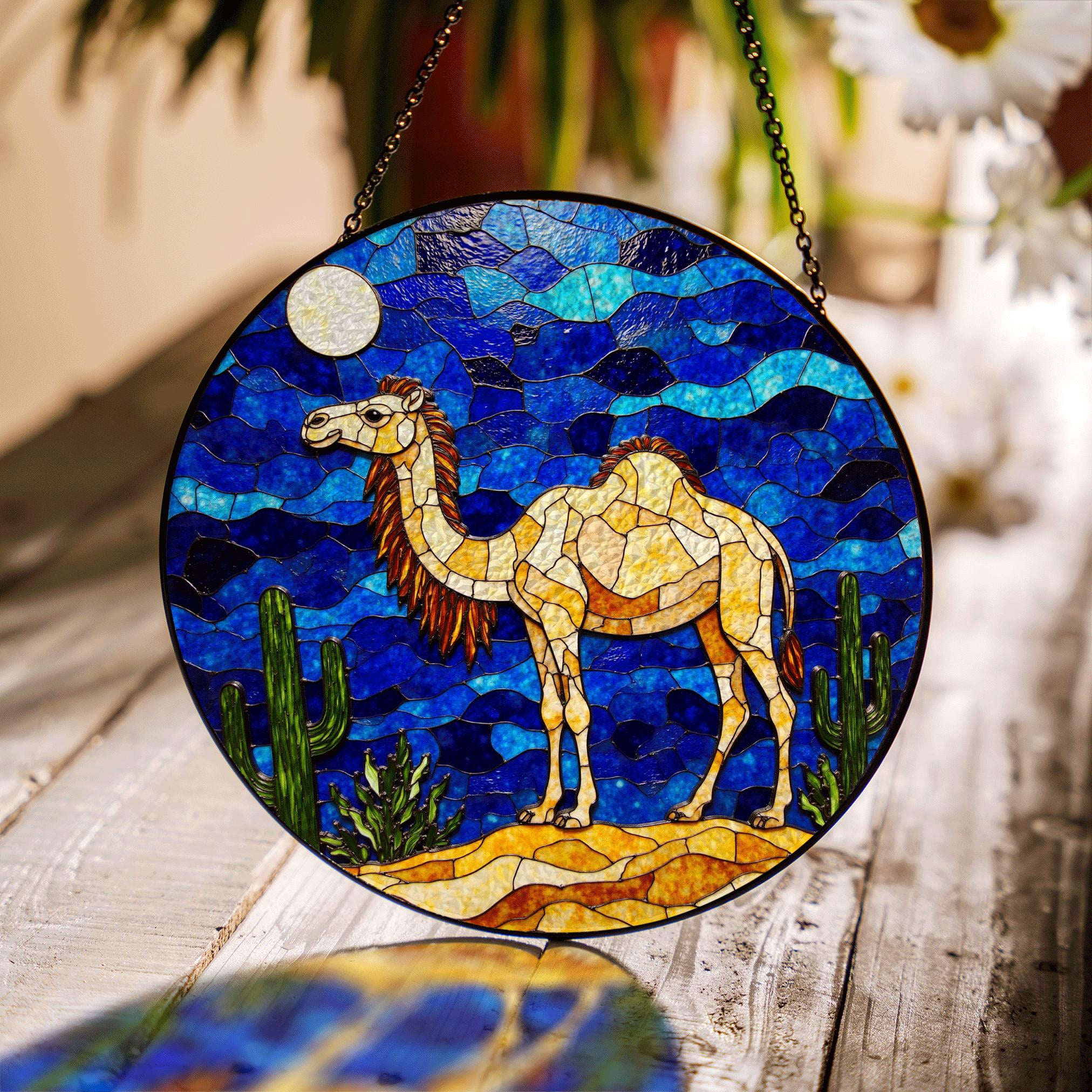 Camel Stained Glass Suncatcher, Desert Inspired Window Decor, Unique ...