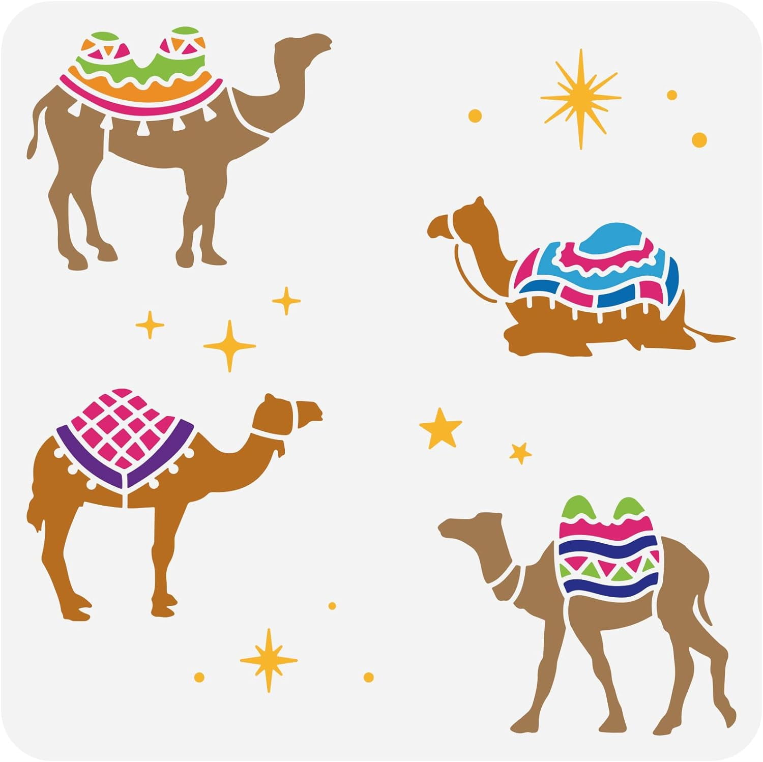 Camel Stencil 11.8x11.8inch Reusable Desert Camel Pattern Drawing ...