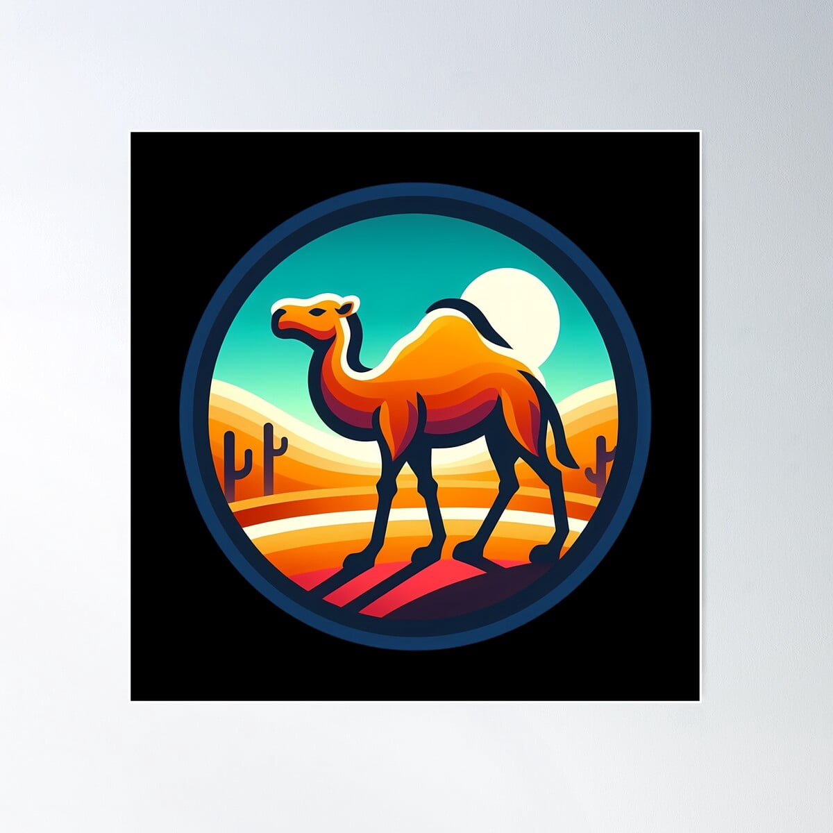 Camel Walking In Desert - High Resolution Illustration Poster Wall Art ...