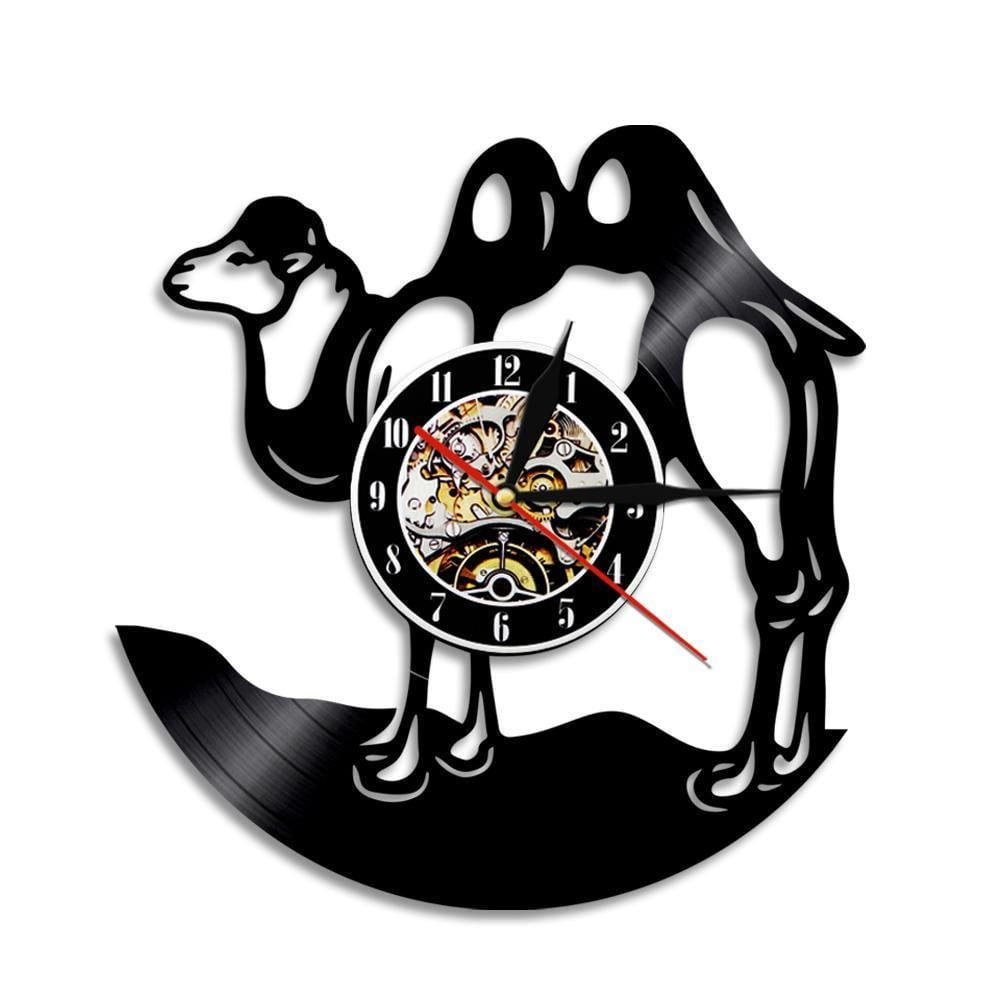 Camel Wall Clock African Safari Vinyl Record Clock Wall Art Bactria ...