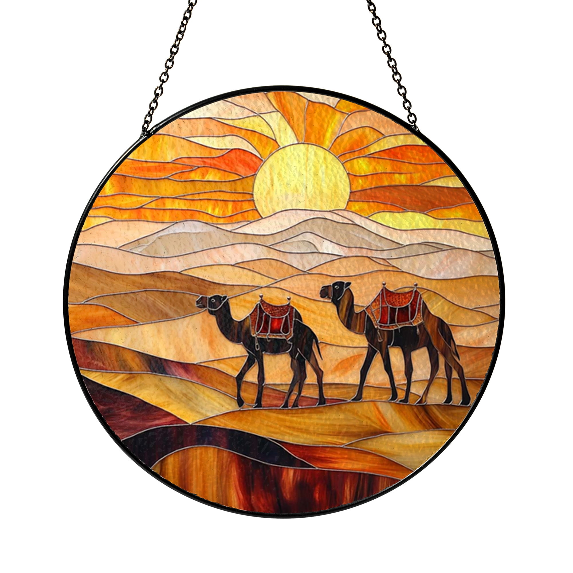 Camel Window Suncatcher with Stained Glass Look, Home Window Decor ...