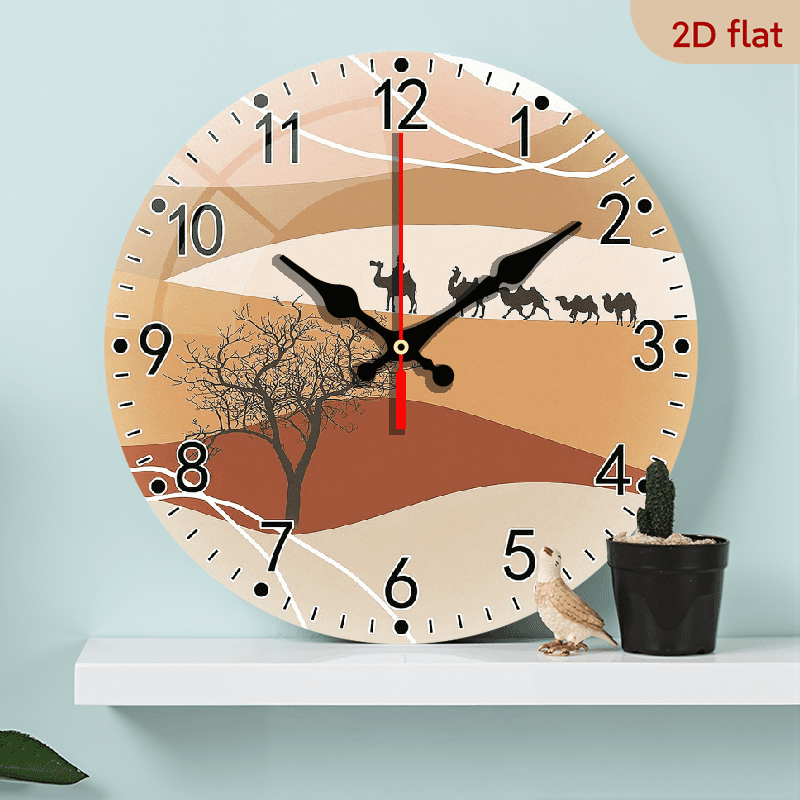 Camel caravan in the desert.1 pc wall clock.Accurate timing, frameless ...