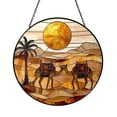 Camel with Palm Tree Landscape Glass Window Hanging – Home Decor2101 ...