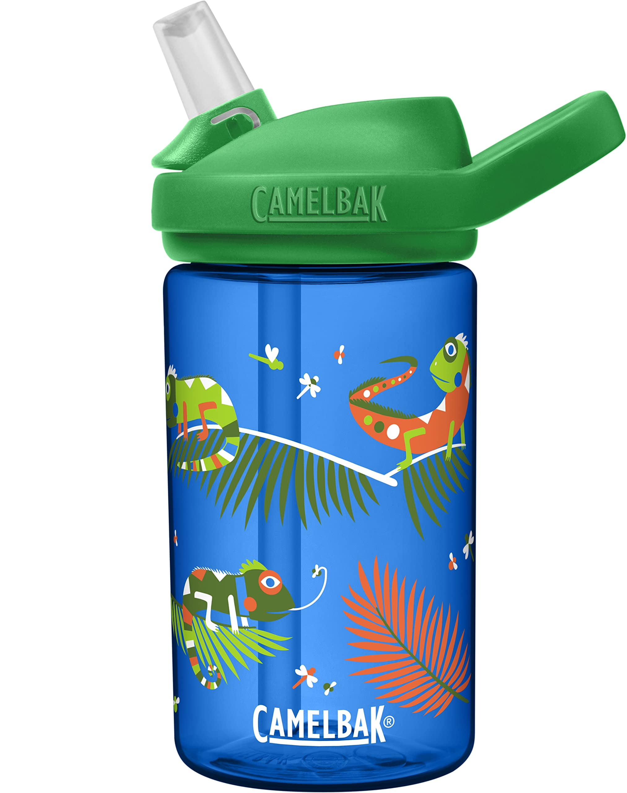 CamelBak Kids Eddy+ Bite Valve Straw Tritan Renew Water Bottle Iguanas ...