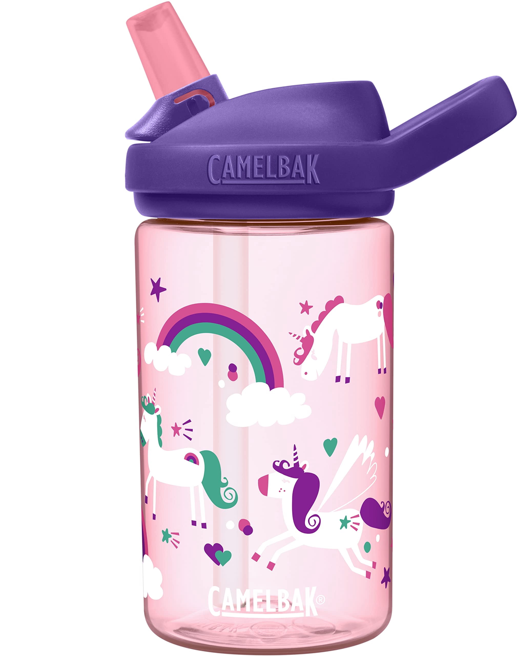 CamelBak Kids Eddy+ Bite Valve Straw Tritan Renew Water Bottle Unicorns ...
