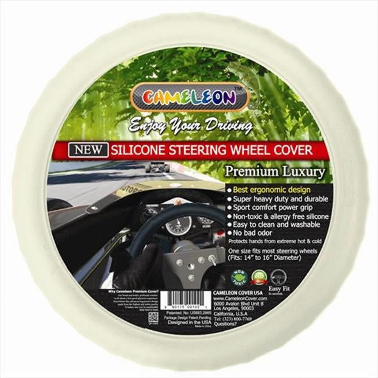 Cameleon Cover 155-WHITE Ergonomic New Silicone White Steering Wheel ...