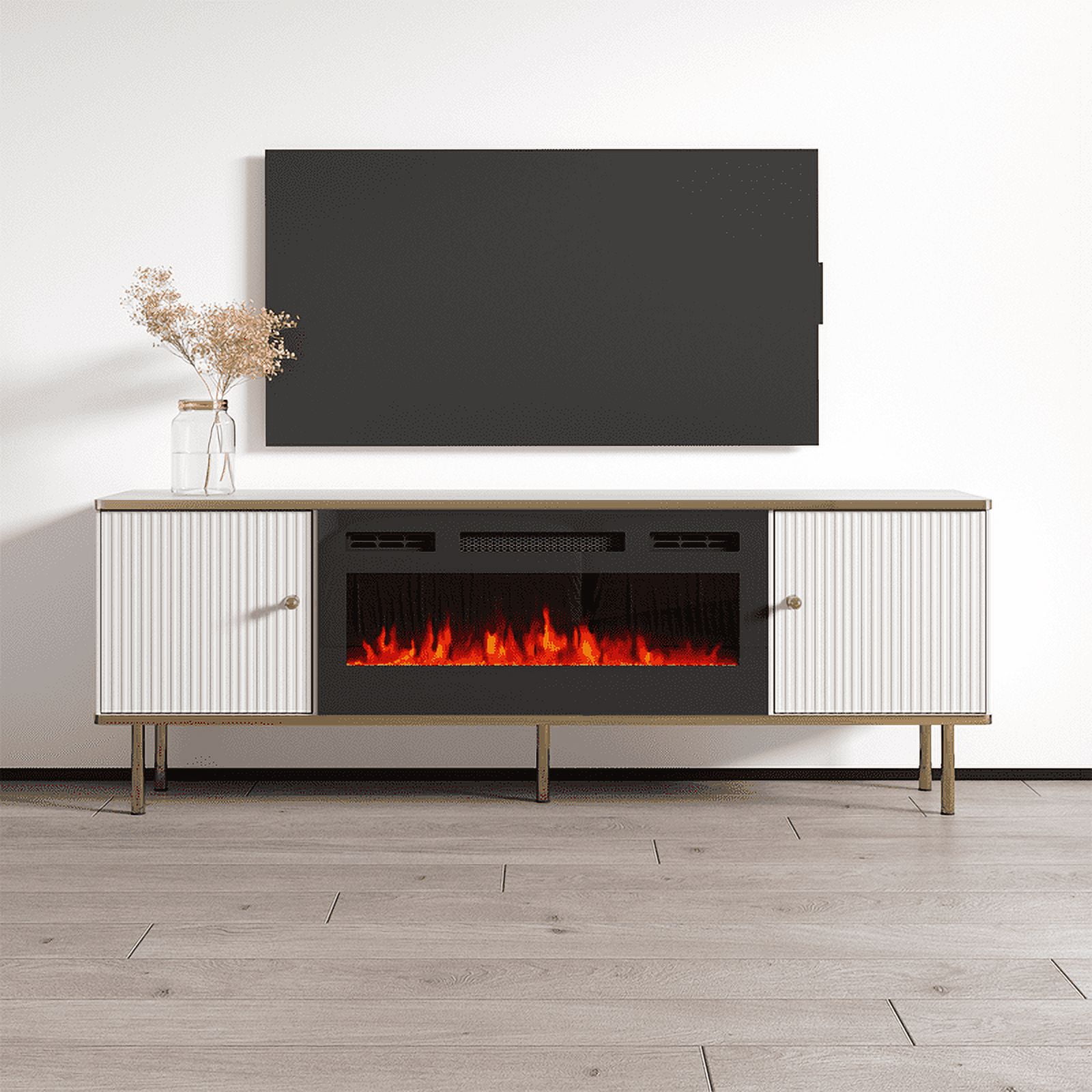 Camelia BL-EF Fireplace TV Stand for TVs up to 70", Mid-Century Modern ...