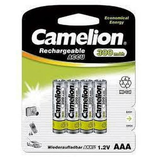Camelion Size AAA Rechargeable NI-CD Batteries 300mAH 8 Pack - Walmart.com