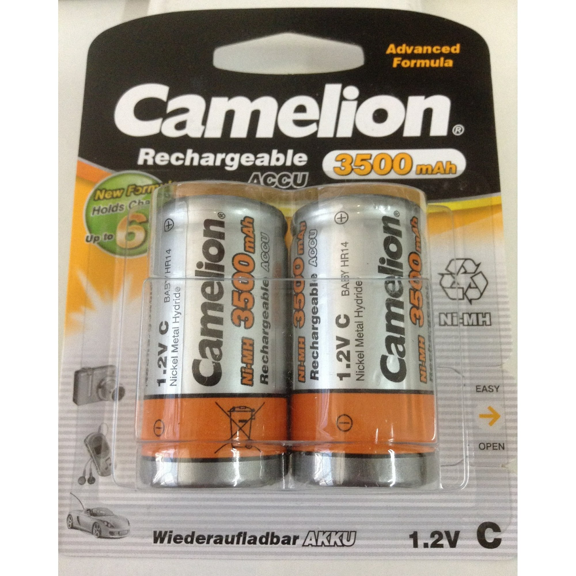 Camelion Advanced Formula C Rechargeable NiMH Batteries 3500mAh 2 Pack ...