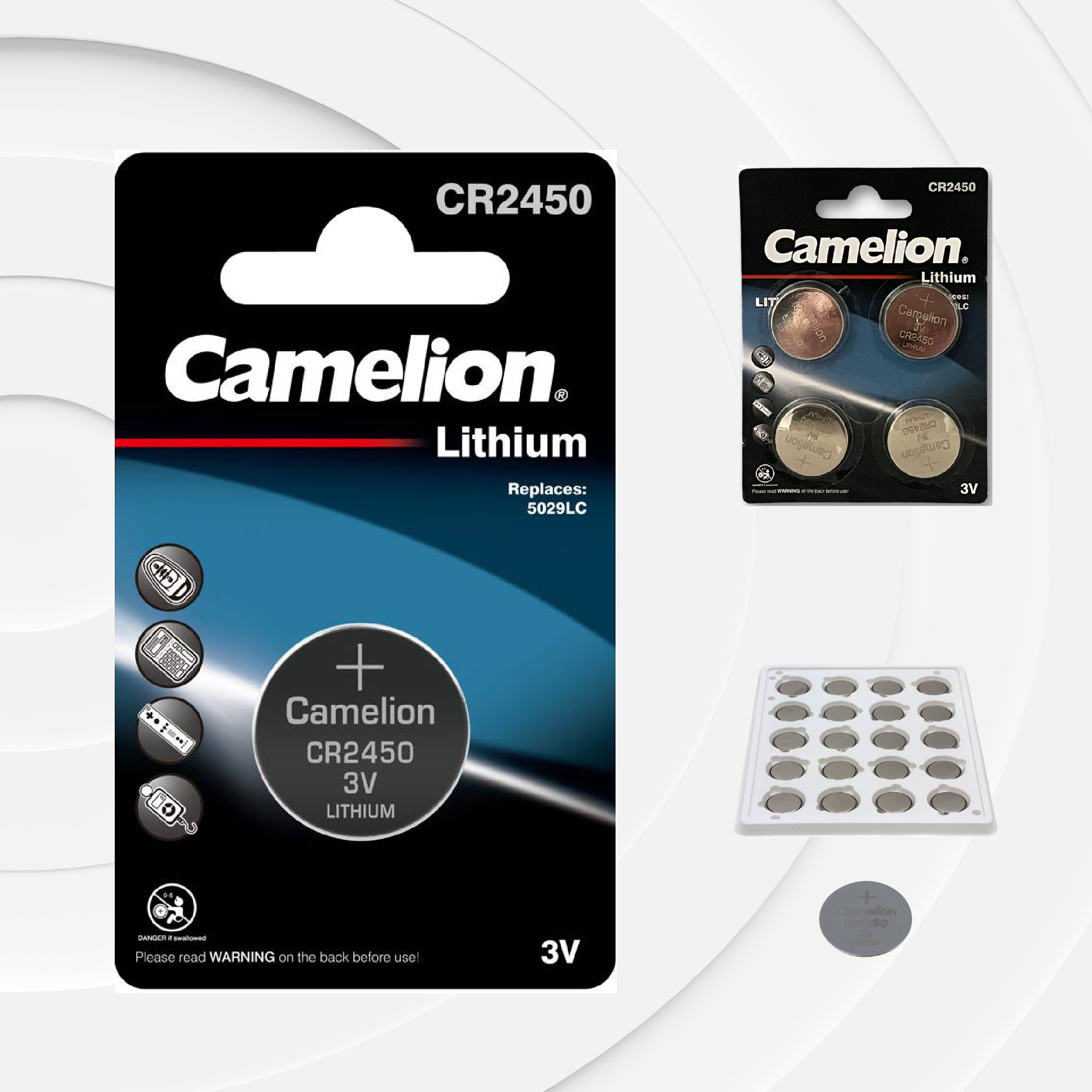 Camelion CR2450 3V Lithium Primary Coin Cell Battery (Three Packaging Options) - Walmart.com